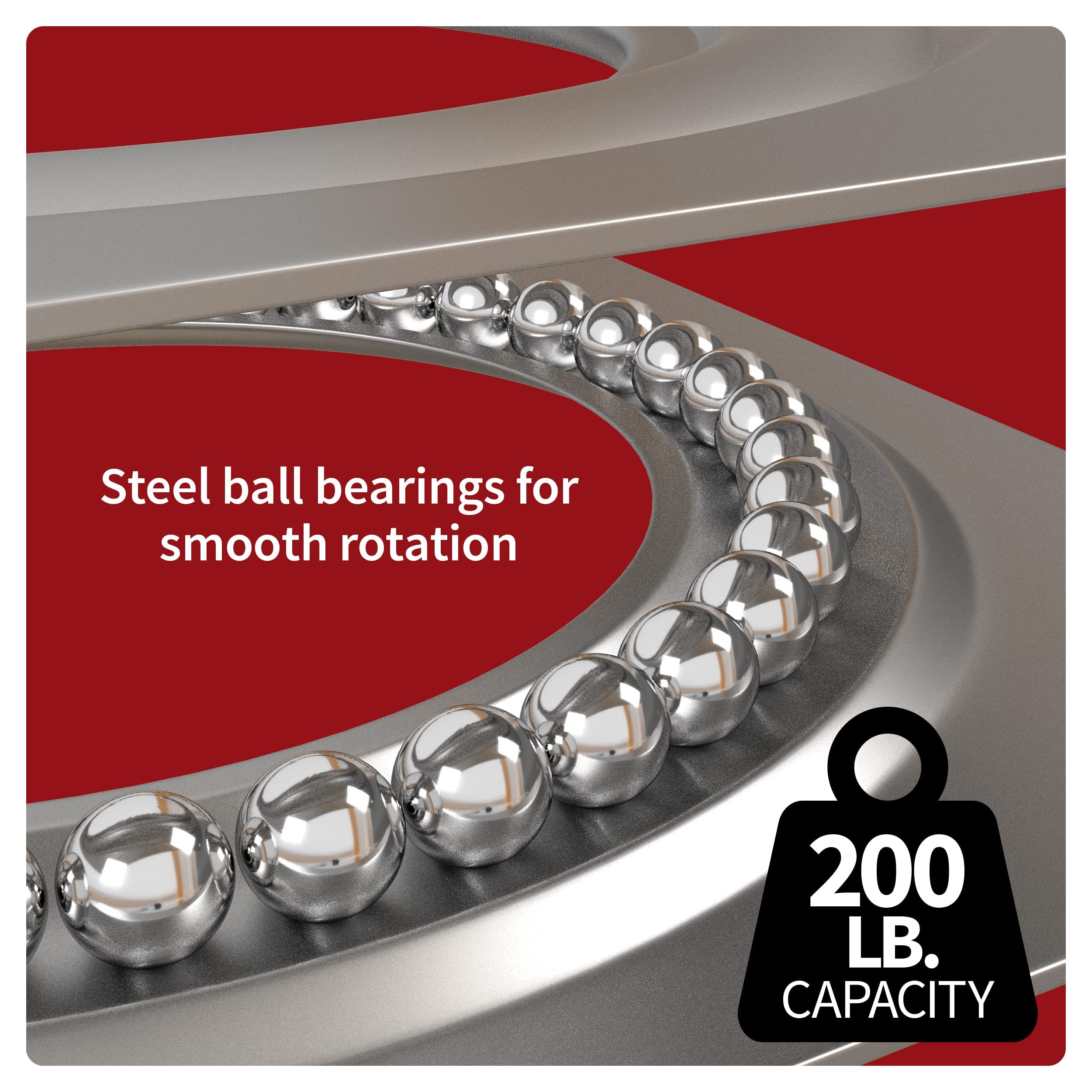 Lazy Susan Rotating Turntable Bearing Hardware 2.8-Inch Square Ball Bearing Swivel Plates Heavy-Duty Steel 200-lb Load Capacity, 5/16-Inch Thick, 2-Pack