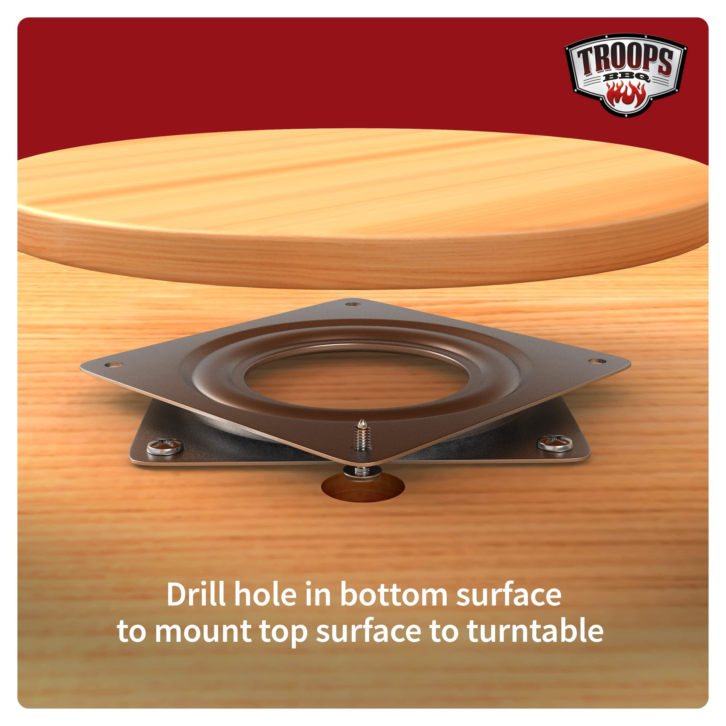 Lazy Susan Rotating Turntable Bearing Hardware 2.8-Inch Square Ball Bearing Swivel Plates Heavy-Duty Steel 200-lb Load Capacity, 5/16-Inch Thick, 2-Pack