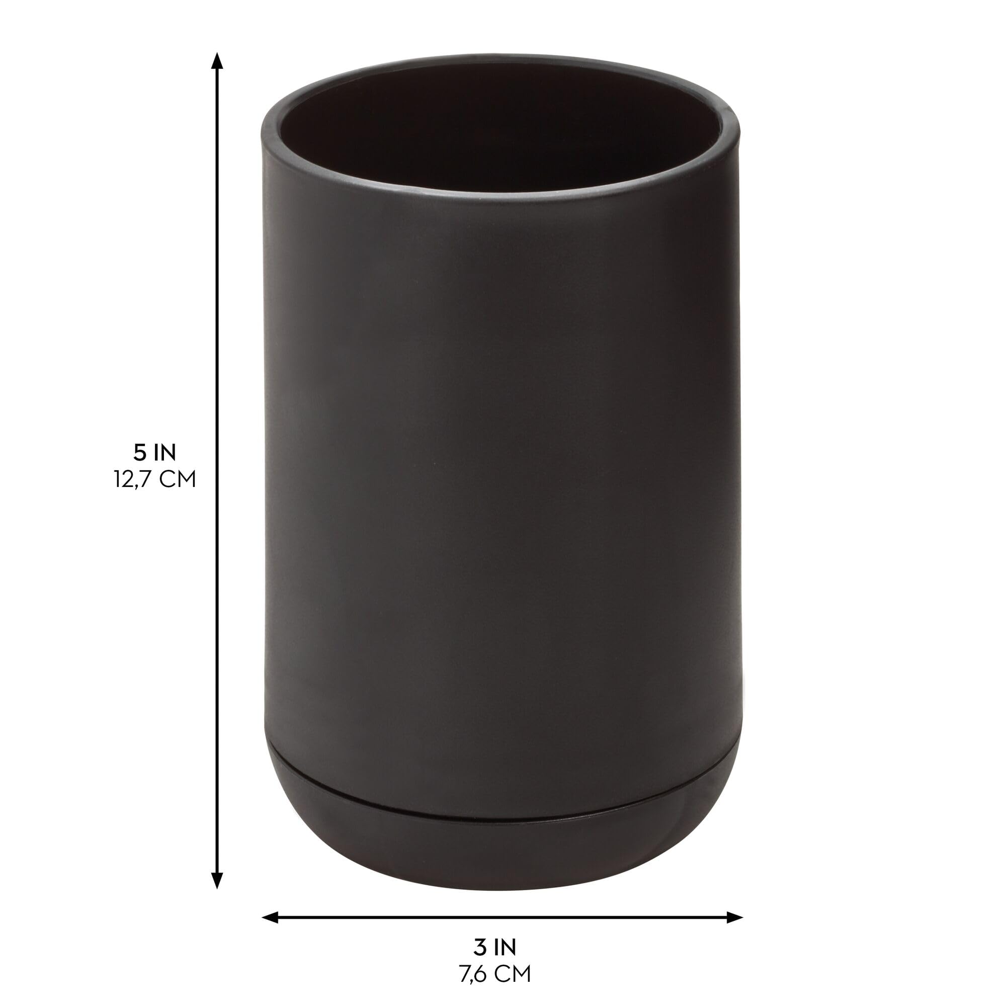iDesign Toothbrush Holder for Normal Toothbrushes, Spin Brushes, and Toothpaste, The Cade Collection - 3" x 3" x 4. 5", Matte Black