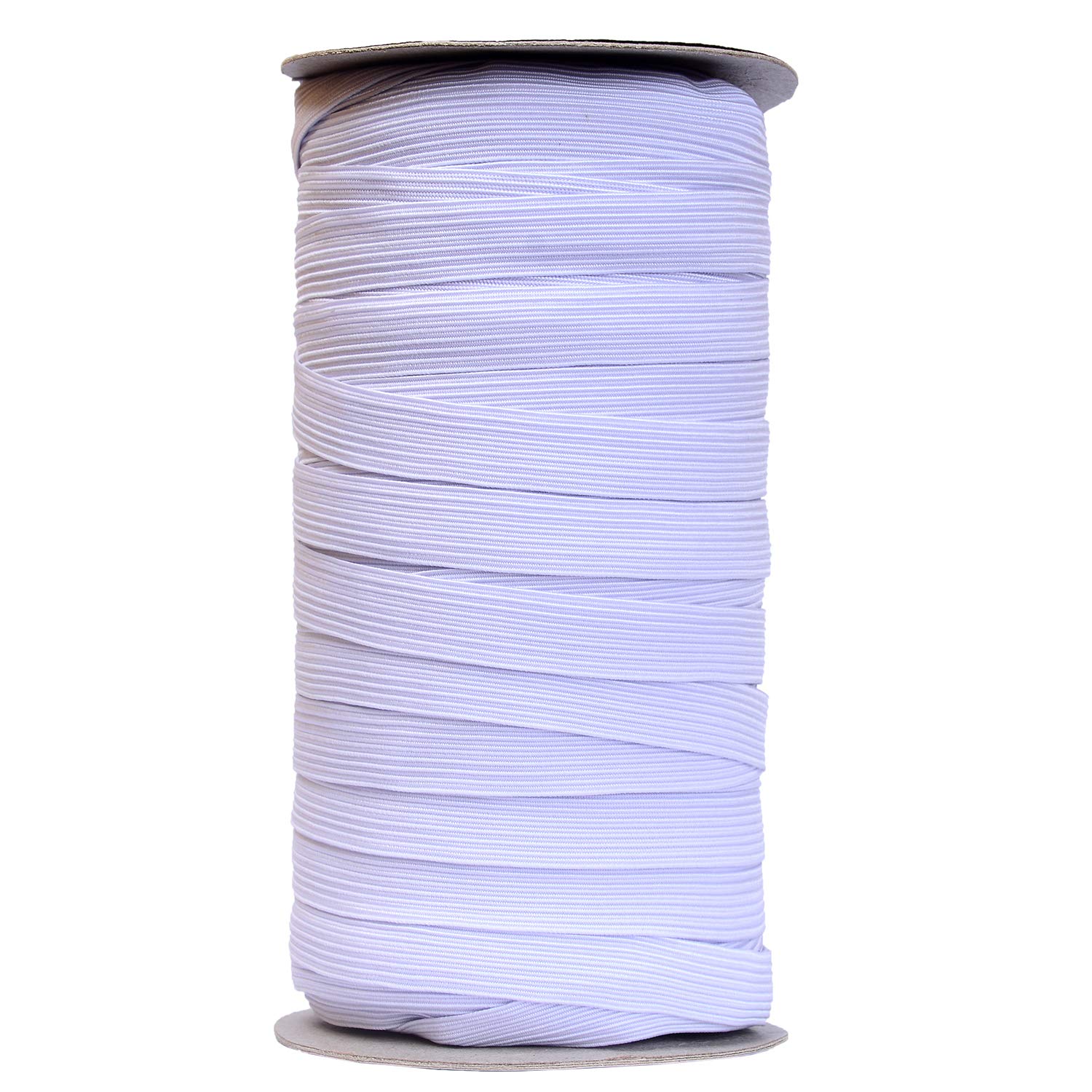 50 Yards Length Flat Elastic Band for Sewing Stretch Elastic Cord for DIY Projects, Arts and Crafts (White, 1/2 Inch Width)