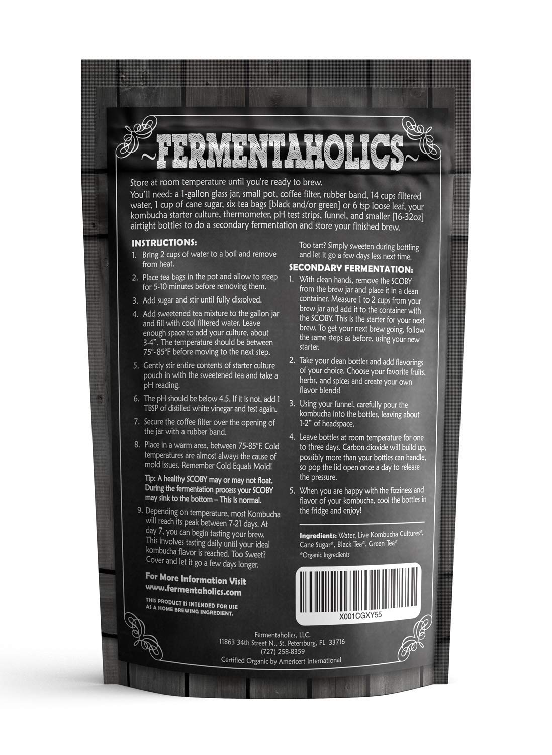 Fermentaholics ORGANIC Kombucha SCOBY With Twelve Ounces of Starter Tea - Live Starter Culture - Makes A One Gallon Batch - 1.5 Cups of Strong Mature Starter Tea - Brew Your Own Kombucha