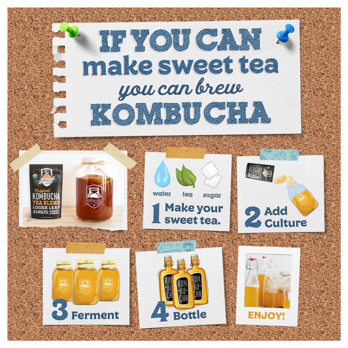 Fermentaholics ORGANIC Kombucha SCOBY With Twelve Ounces of Starter Tea - Live Starter Culture - Makes A One Gallon Batch - 1.5 Cups of Strong Mature Starter Tea - Brew Your Own Kombucha