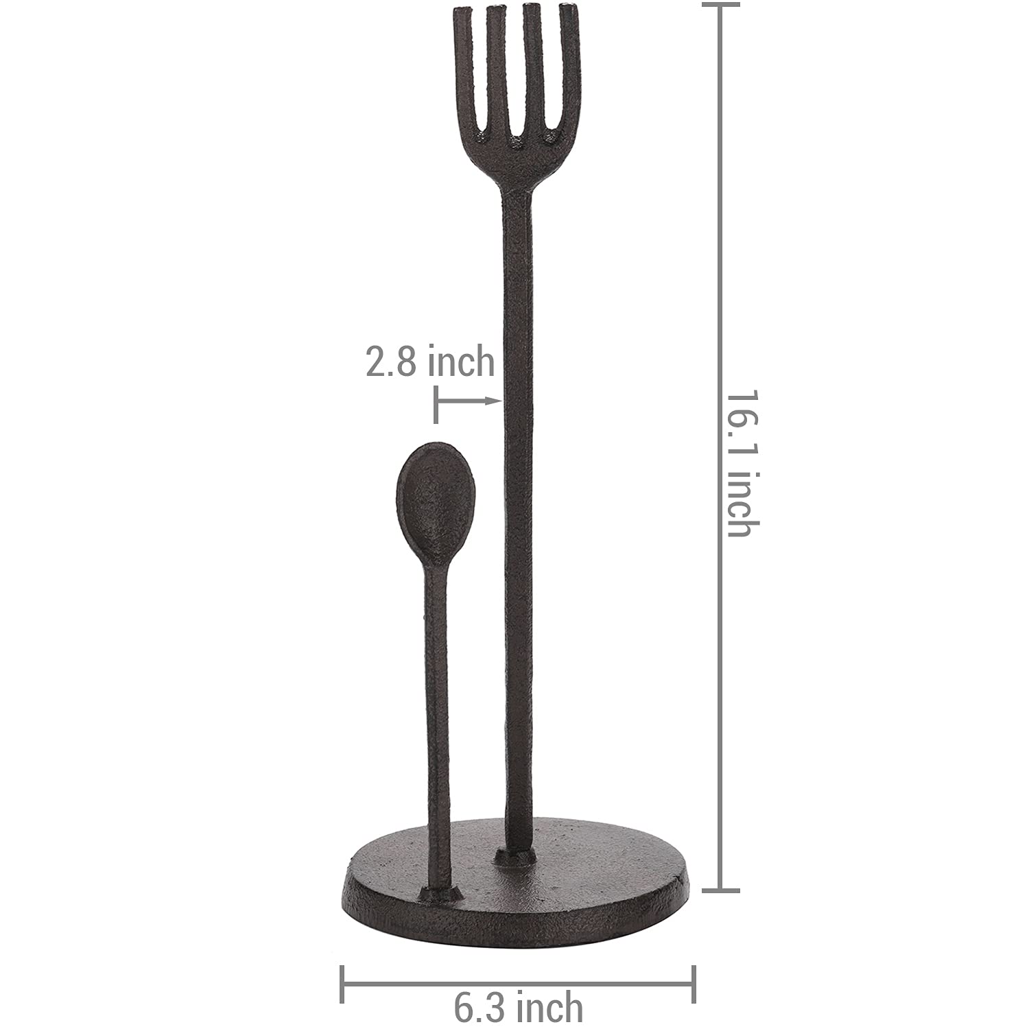 MyGift Cast Iron Farmhouse Paper Towel Holder Countertop with Fork and Spoon Design