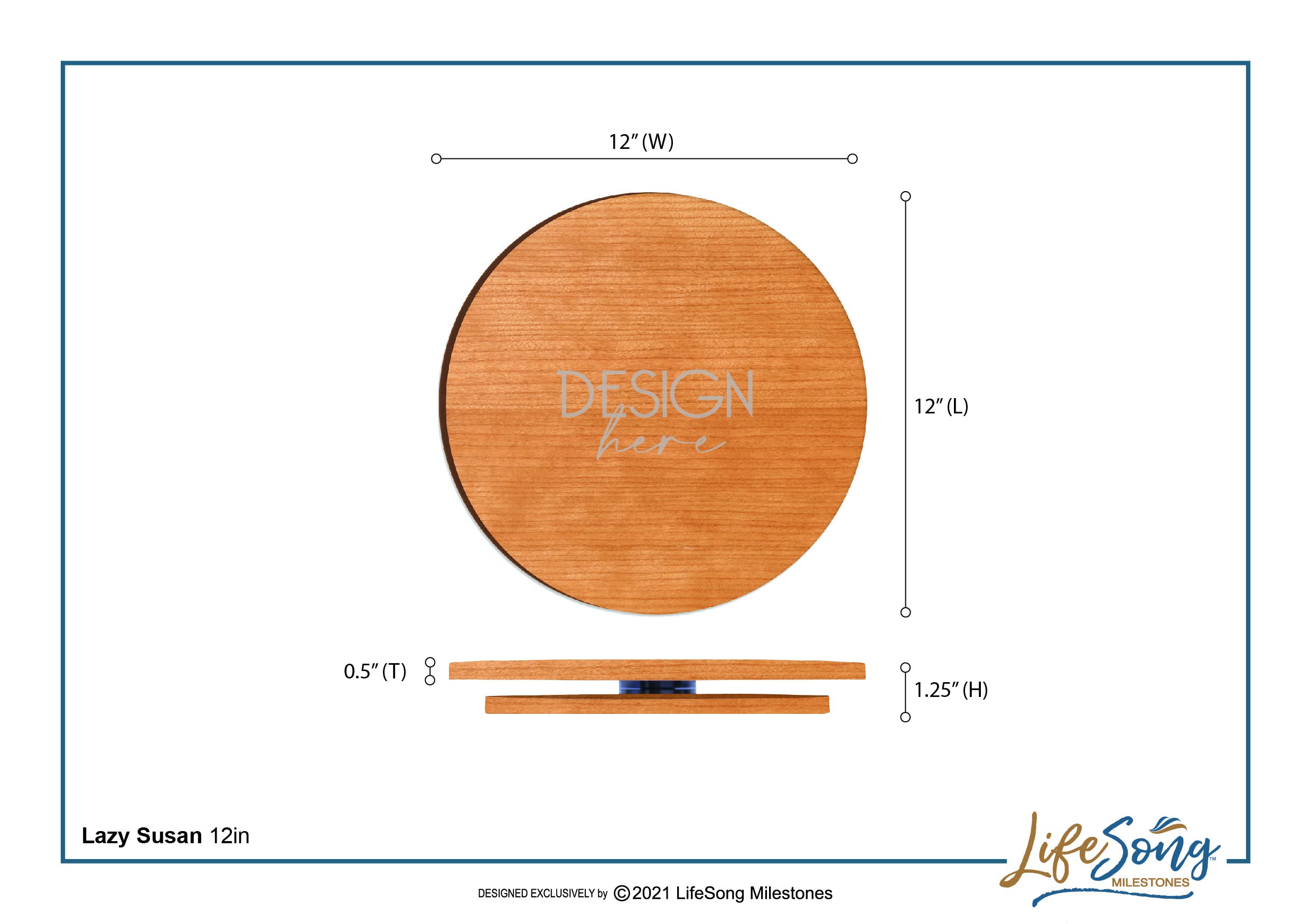 LifeSong Milestones Personalized Wood Lazy Susan Turntable Wedding and Family IDeas 12 Inch Custom Engraved Decorative Serving Centerpiece - Monogram Design