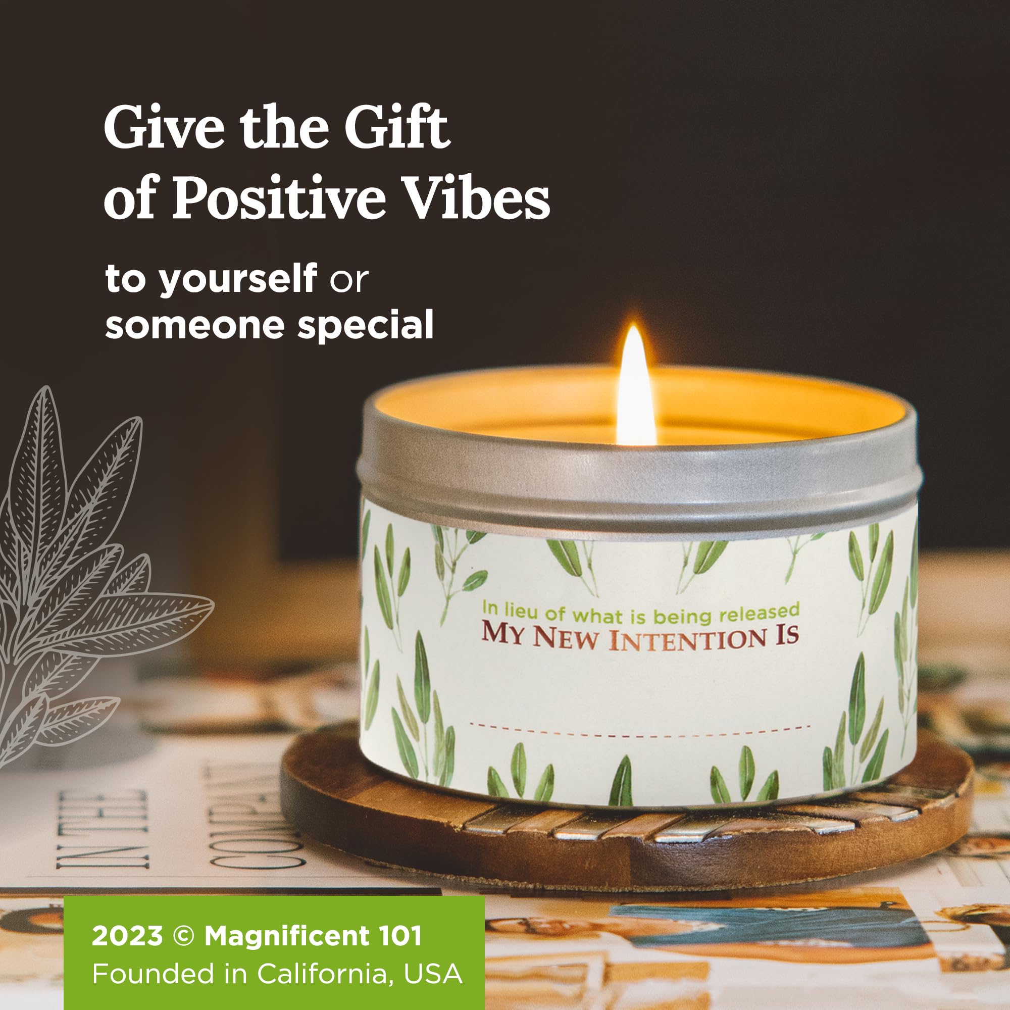 MAGNIFICENT 101 Aromatherapy Candles, Pure White Sage Candles for Cleansing House Chakra Healing, Naturally Scented Soy Candles for Outdoor and Indoor, 6 Oz Pure Sage Candles