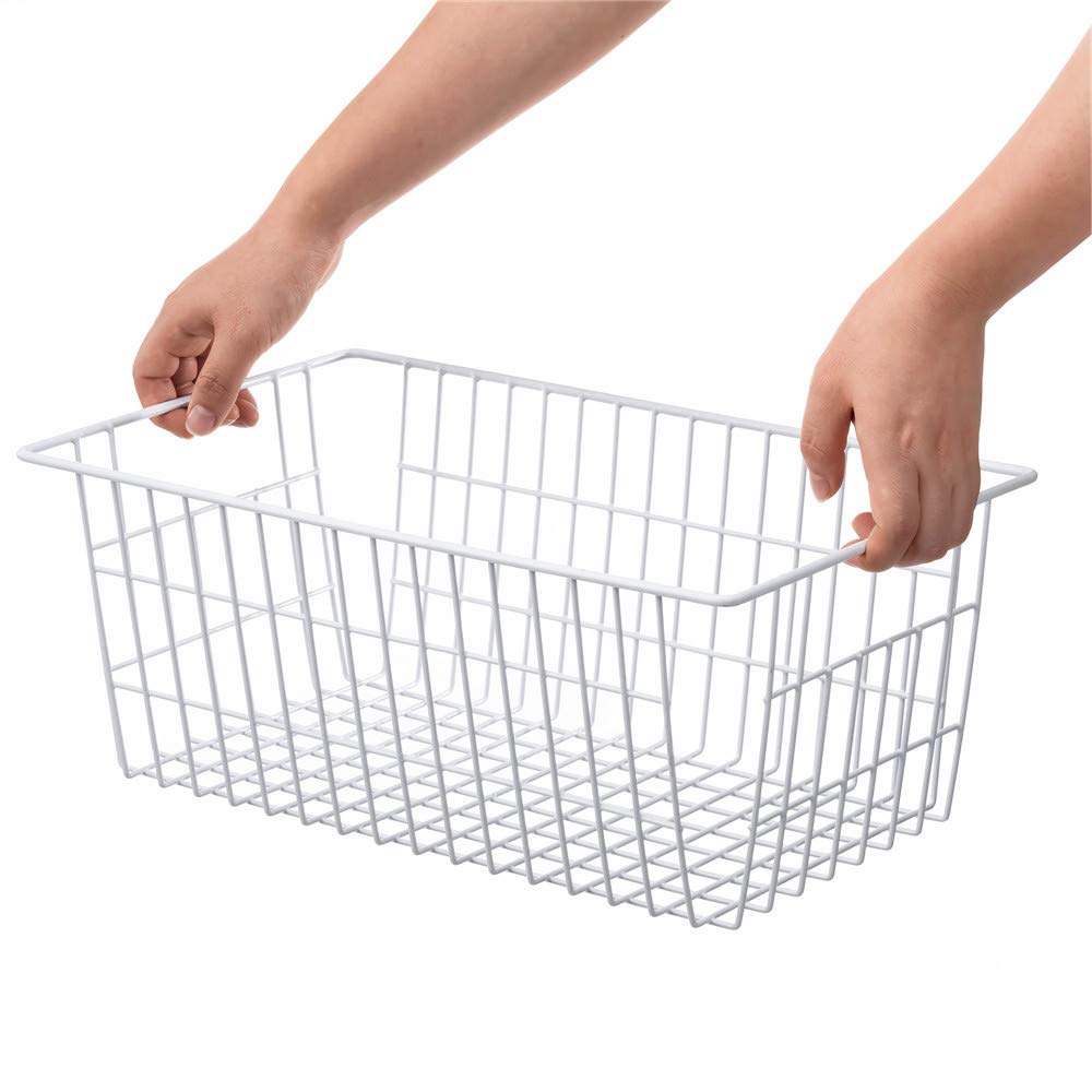 SANNO Freezer Baskets,Farmhouse Metal Wire Basket Freezer Storage Wire Baskets Organizer Wire Storage Basket for Kitchen Pantry Organizer Bins,14"x11"x6"