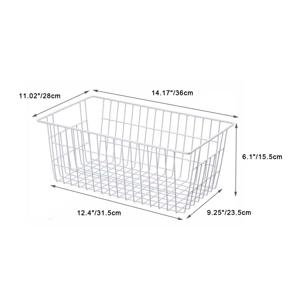 SANNO Freezer Baskets,Farmhouse Metal Wire Basket Freezer Storage Wire Baskets Organizer Wire Storage Basket for Kitchen Pantry Organizer Bins,14"x11"x6"