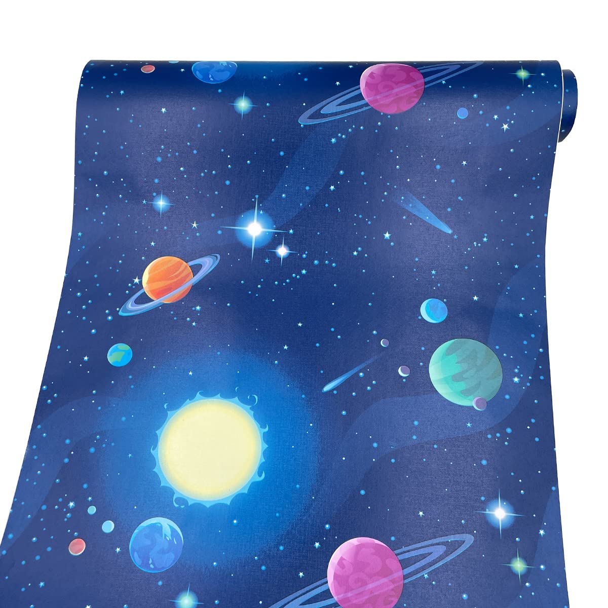 Yifasy Shelf Liner Universe Galaxy Self-Adhesive Drawer Paper Cartoon Wall Decor Kids Room Study Desk 118x17.7 Inch