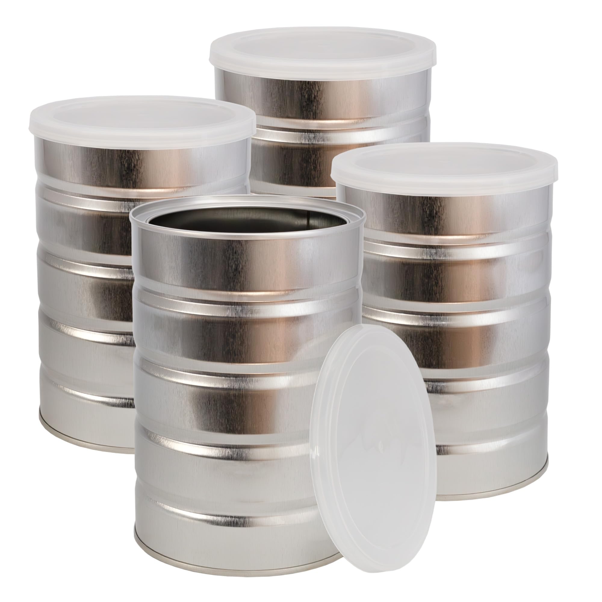 Cornucopia Empty Coffee Cans (4-Pack); Metal Cans for Kitchen Storage, Coffee Packaging and Arts & Crafts