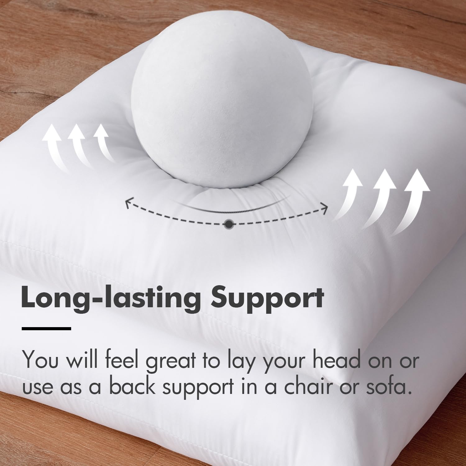 MIULEE Set of 2 Throw Pillow Inserts Hypoallergenic Premium Pillow Stuffer Square Form for Decorative Cushion Bed Couch Sofa 18x18 Inch