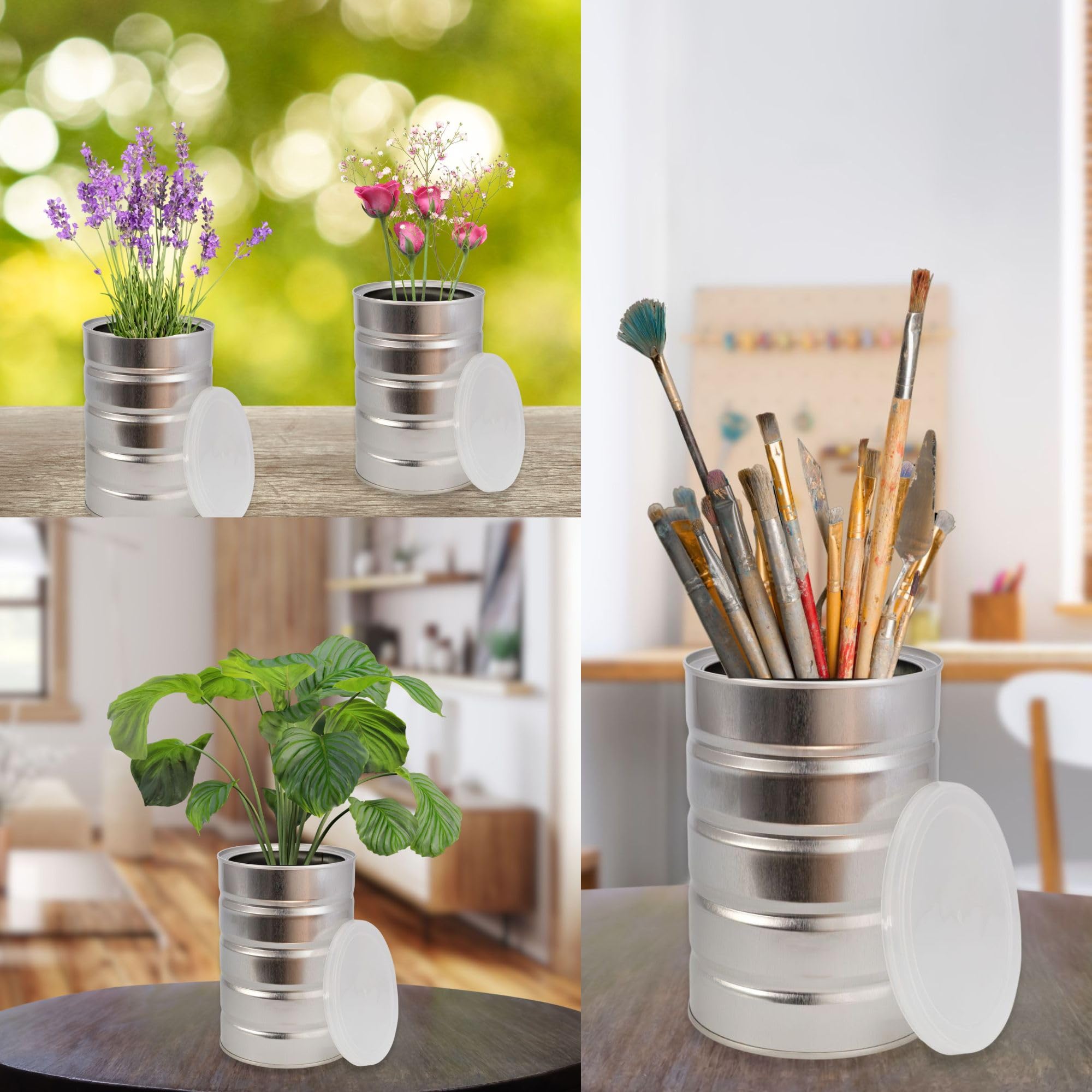Cornucopia Empty Coffee Cans (4-Pack); Metal Cans for Kitchen Storage, Coffee Packaging and Arts & Crafts