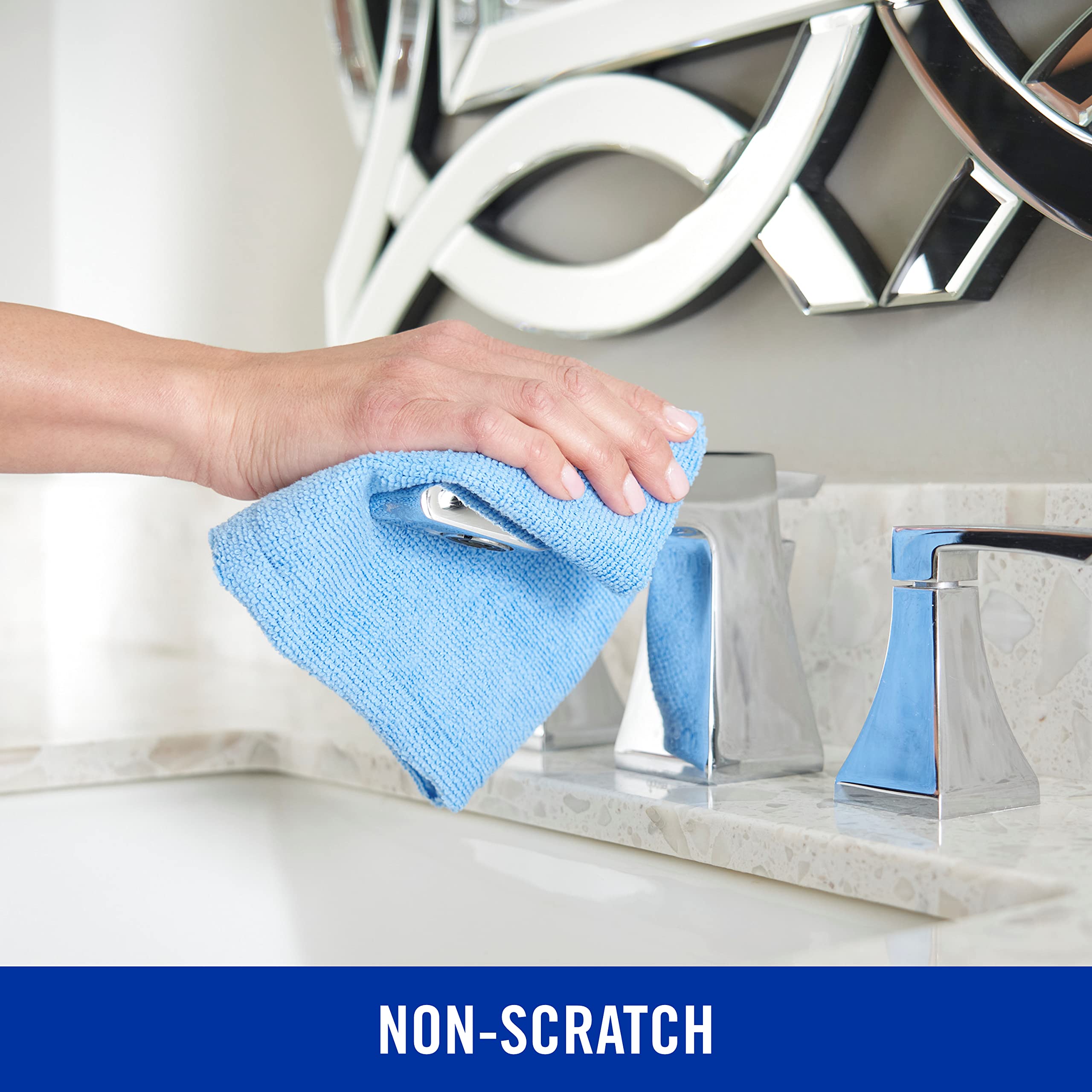 Quickie Microfiber Cleaning Cloth, 14 X 14 in., Blue, 24 Pack, Washable and Reusable, All-Purpose Towel/Wiper for Multi-Purpose Indoor/Outdoor Cleaning/Dusting/Polishing on Kitchen/Bathroom