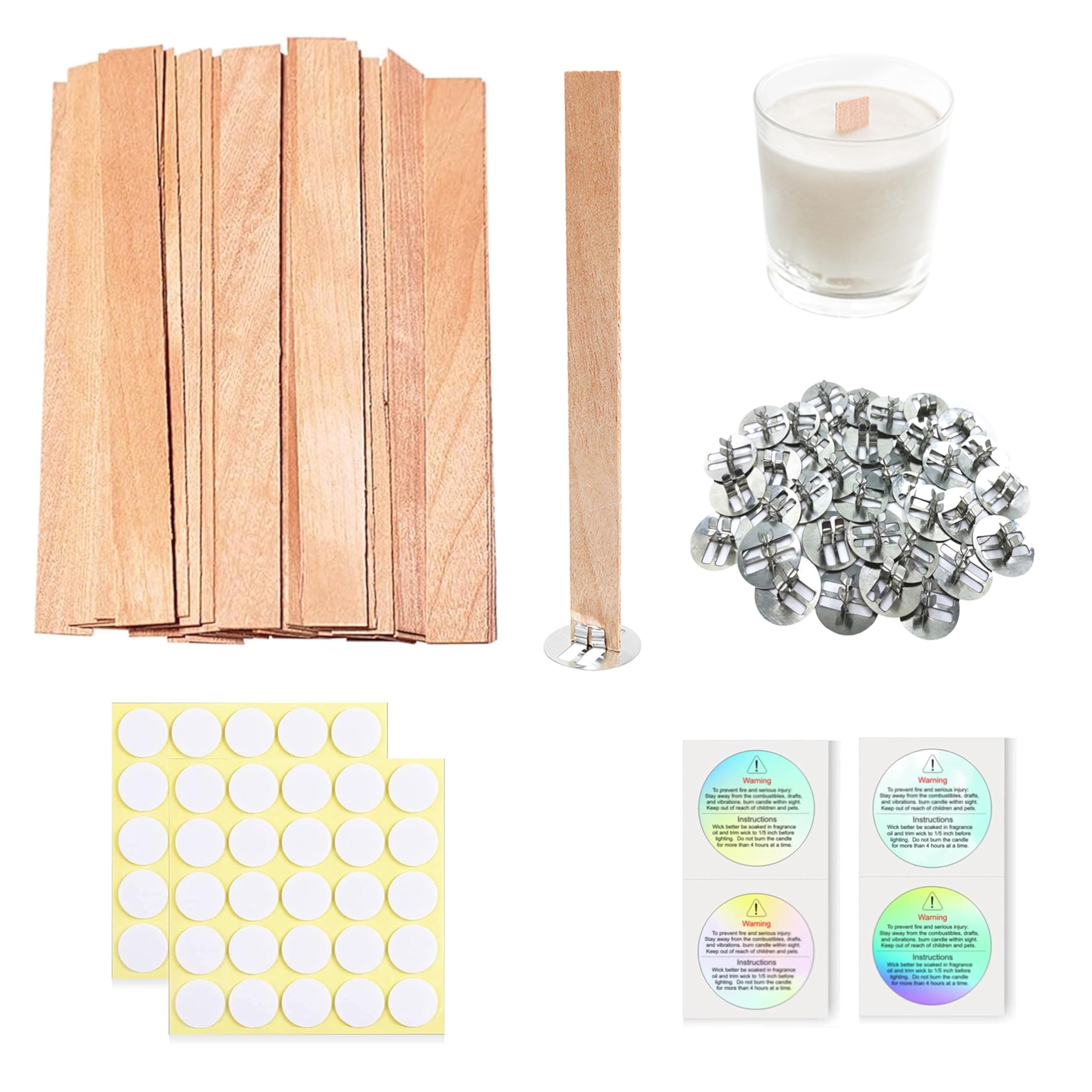Visgaler 150 Pcs Upgrade Wooden Candle Wicks. Thickened Wood Wicks Made from Cherry Wood. Natural Crackling Wicks, Environmentally-Friendly Smokeless Candle Wicks (50 Set)