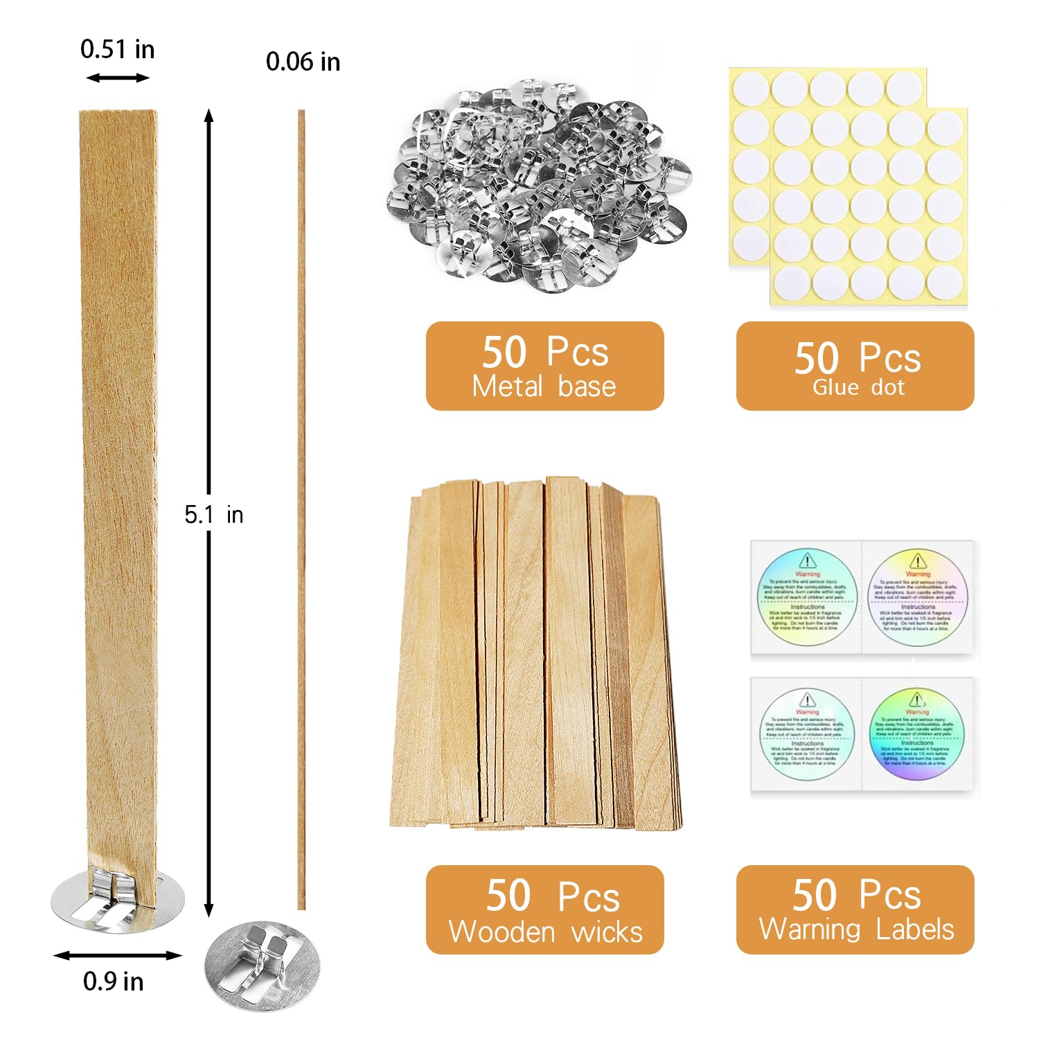 Visgaler 150 Pcs Upgrade Wooden Candle Wicks. Thickened Wood Wicks Made from Cherry Wood. Natural Crackling Wicks, Environmentally-Friendly Smokeless Candle Wicks (50 Set)