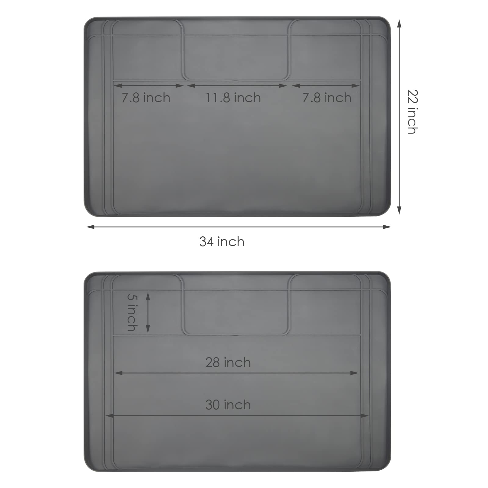 Kqiang Under Sink Mat 34" x 22" Cabinet Liner for Kitchen Waterproof Trimmable Reusable Silicone Under Sink Mat Raised Edge Cabinet Liner Protector for Kitchen Bathroom