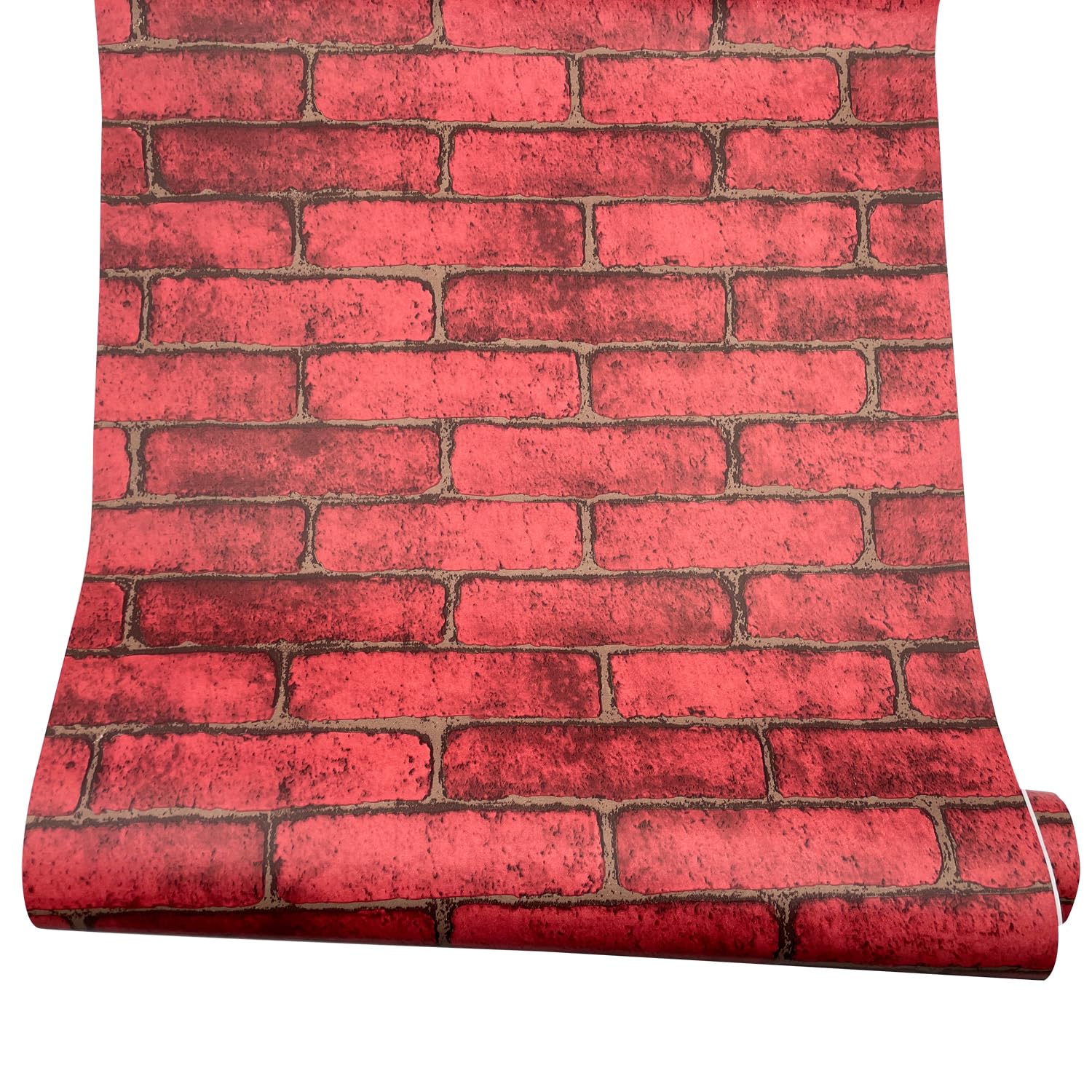 Yifely Red Brick Self Adhesive Shelf Drawer Liner Door Sticker Rural Wall Covering Paper Easy to Install 17.7inch by 9.8 Feet