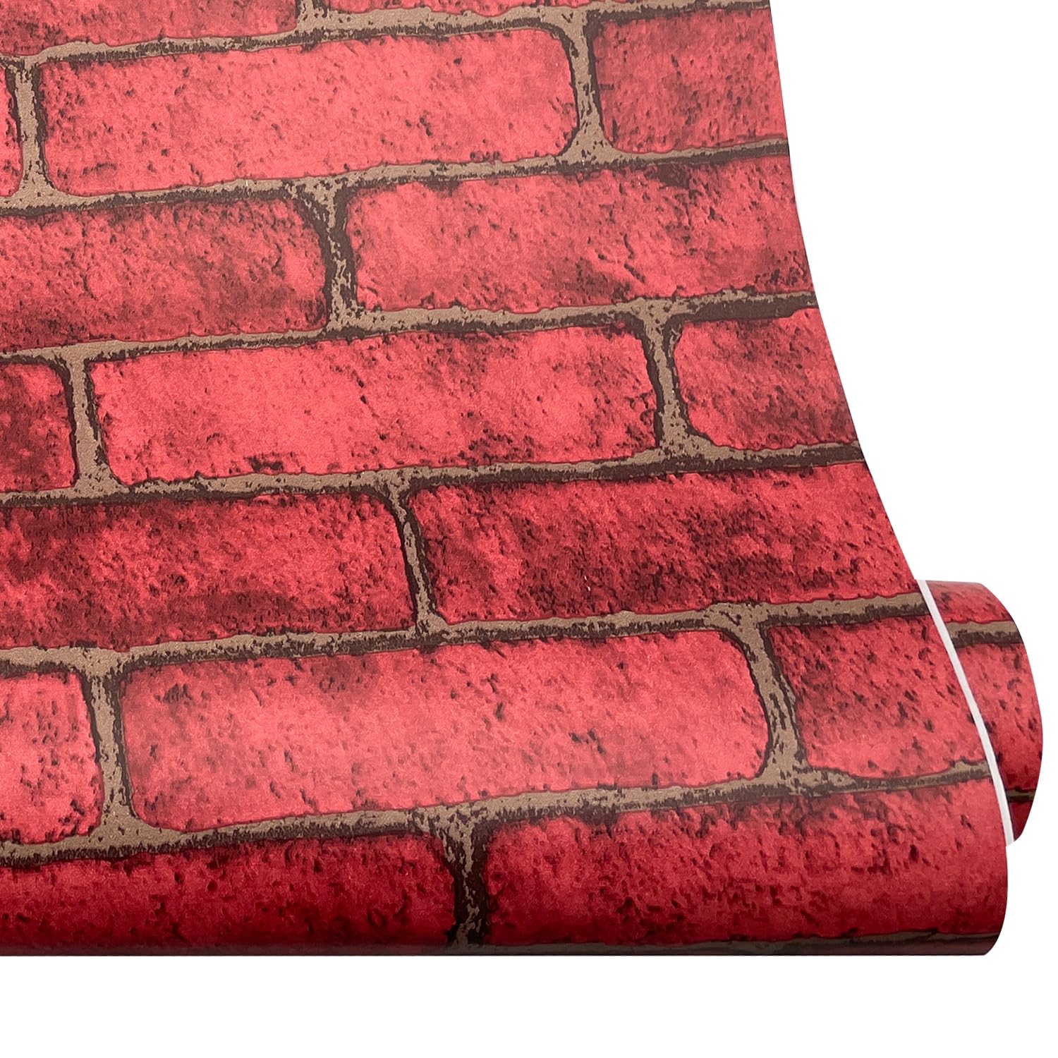 Yifely Red Brick Self Adhesive Shelf Drawer Liner Door Sticker Rural Wall Covering Paper Easy to Install 17.7inch by 9.8 Feet