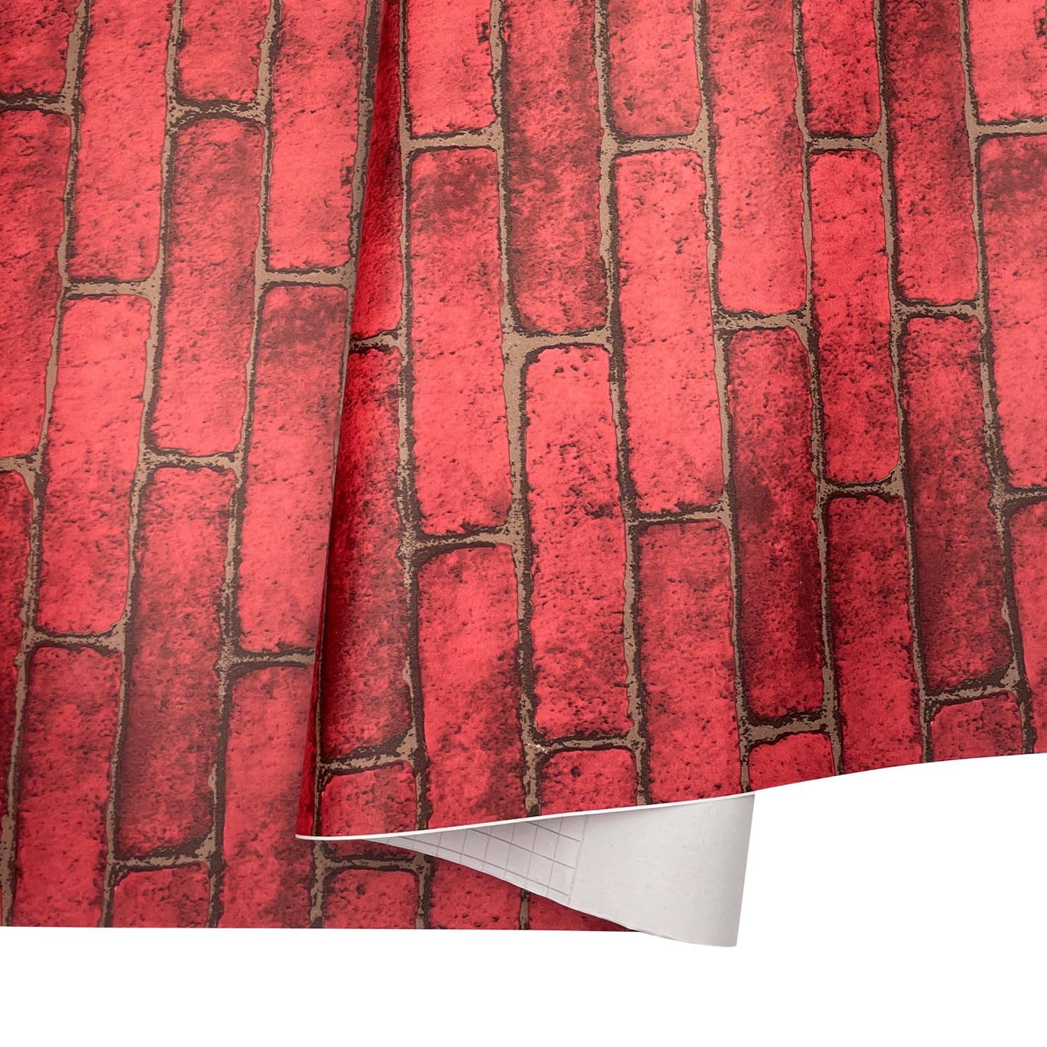 Yifely Red Brick Self Adhesive Shelf Drawer Liner Door Sticker Rural Wall Covering Paper Easy to Install 17.7inch by 9.8 Feet