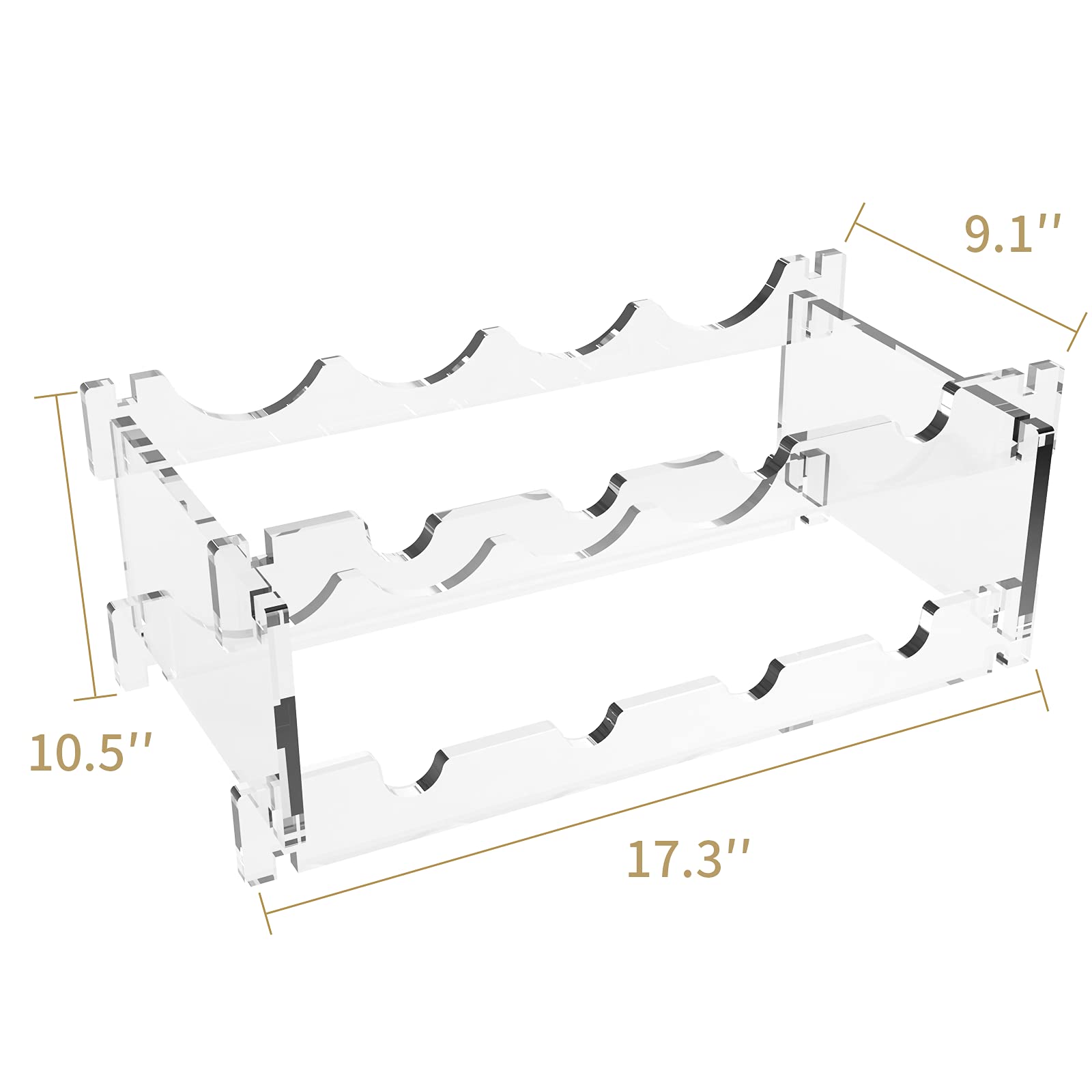 8 Bottle Wine Rack Countertop Free Standing Floor Stackable Modular Countertop Small Wine Holder 2-Tier Display Wine Storage Shelves Transparent Acrylic Wine Bottle Holder for Kitchen Bar Cabinets