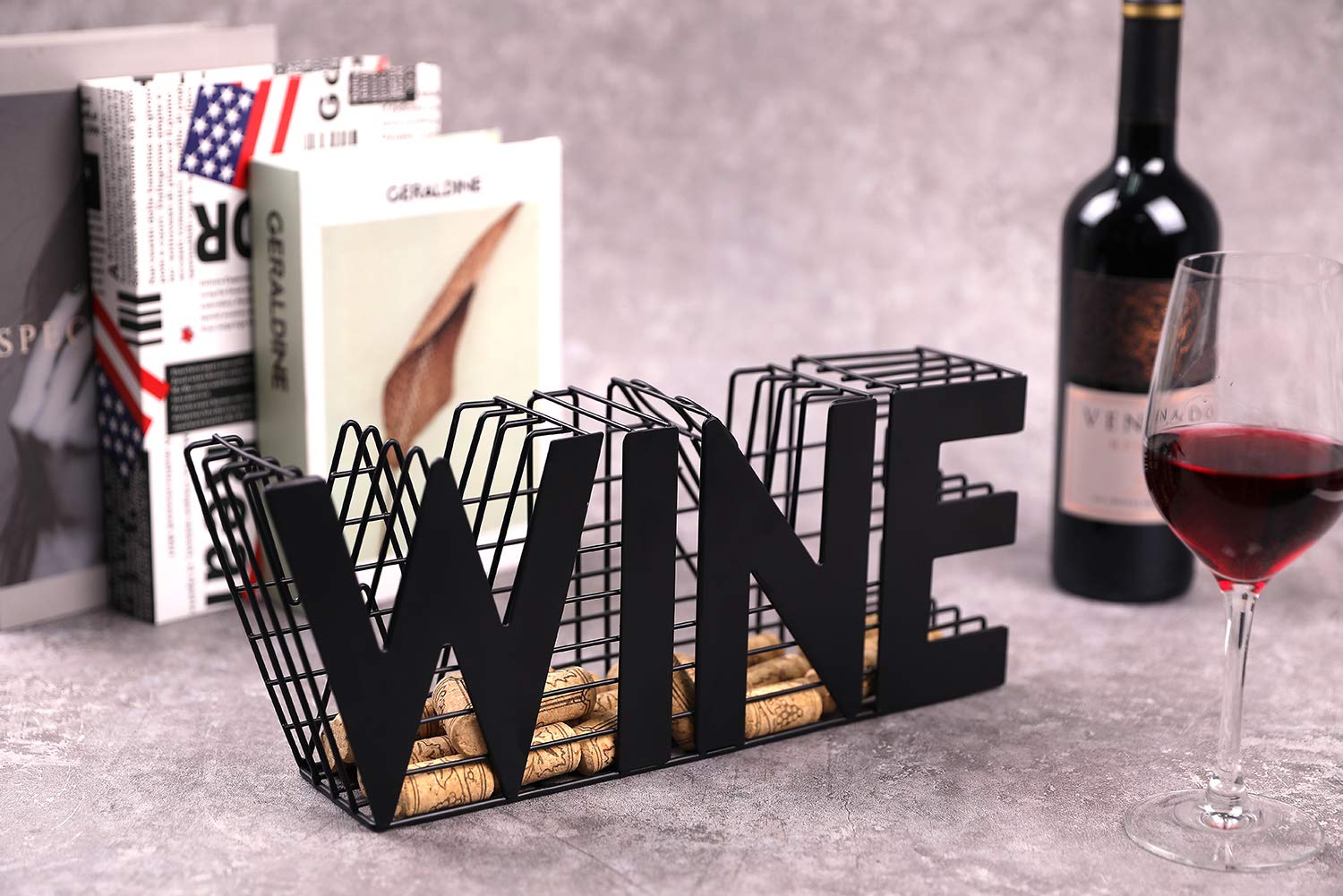 JHY DESIGN Wine Cork holder-13.5" Length Metal Craft Wine Cork Storage