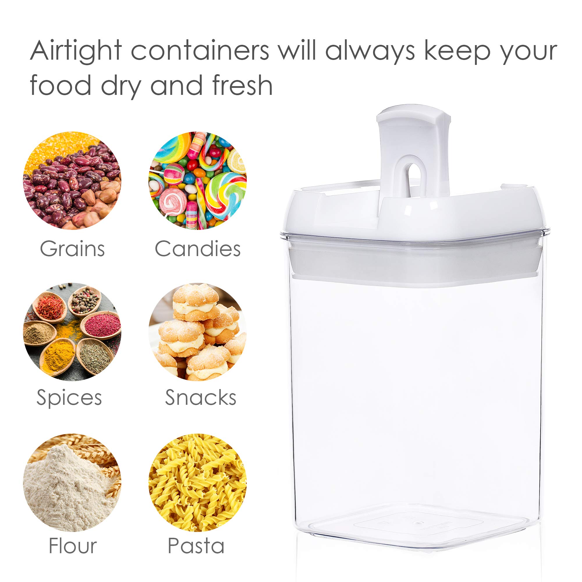Vtopmart Airtight Food Storage Containers, 7 Pieces BPA Free Plastic Cereal Containers with Easy Lock Lids, for Kitchen Pantry Organization and Storage, Include 24 Labels