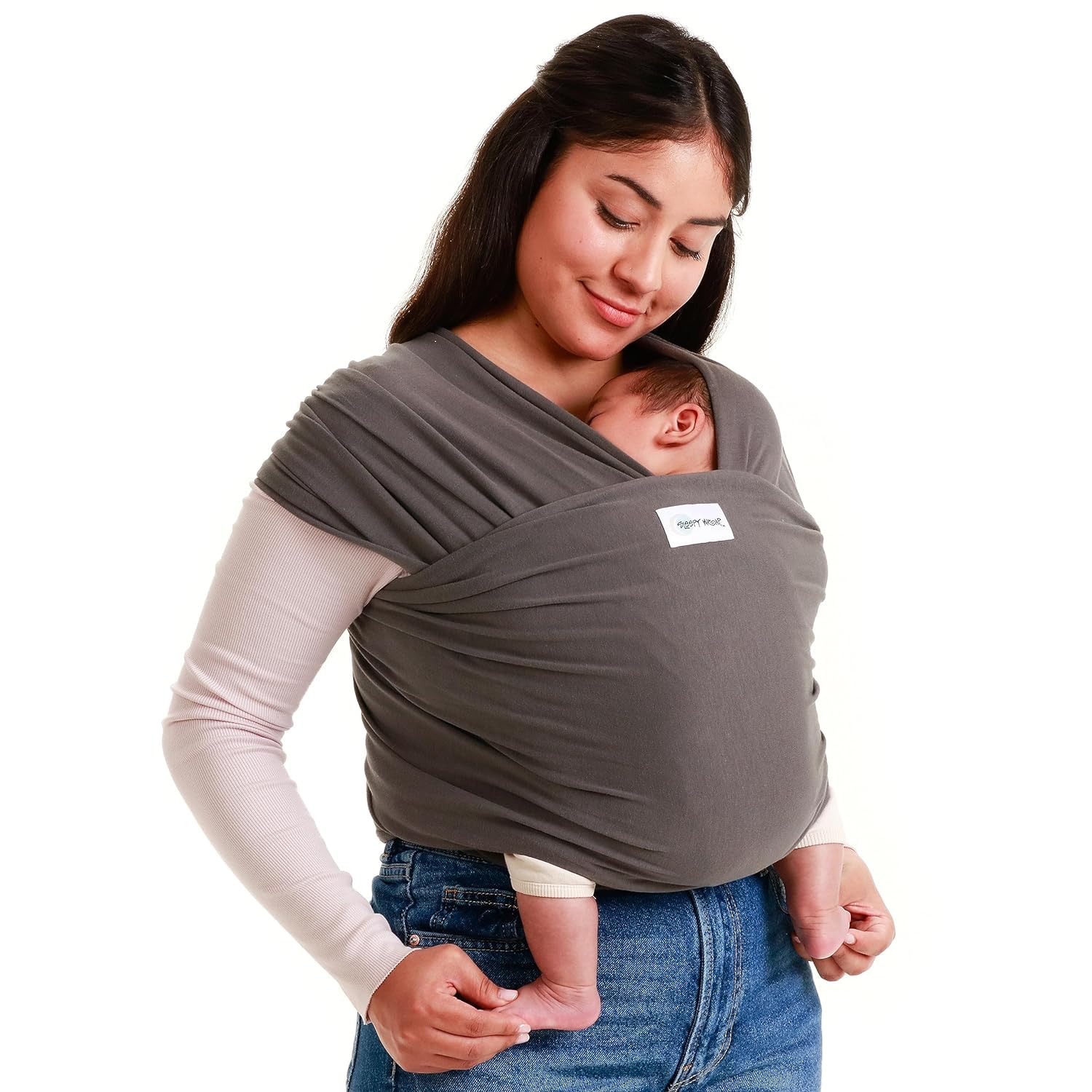 Sleepy Wrap Baby Carrier Newborn to Toddler - Hands-Free Baby Carrier Wrap - Stretchy Baby Wrap - Ergonomic Baby Wraps Carrier - Lightweight Baby Carrier Sling - Baby Body Carrier 7-35 lbs (Dark Gray)