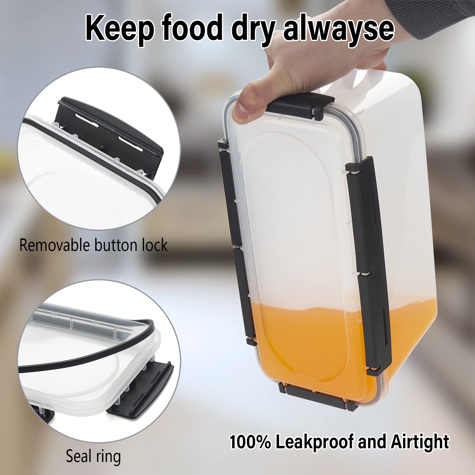 4 PCS Large Airtight Food Storage Containers with Lids Airtight, Pasta Containers for Pantry with Upgrade snaps, Dishwasher Safe Flour and Sugar Containers with Labels, Marker and Measuring Cups…