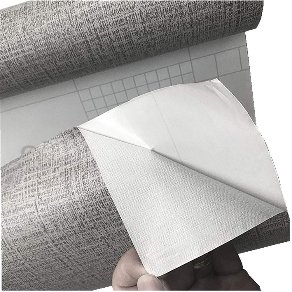 Linen Pattern Contact Paper Waterproof Shelf Drawer Liner Self-Adhesive Cabinet Sticker,Wallpaper 15.6Inch by 118Inch (Gray)