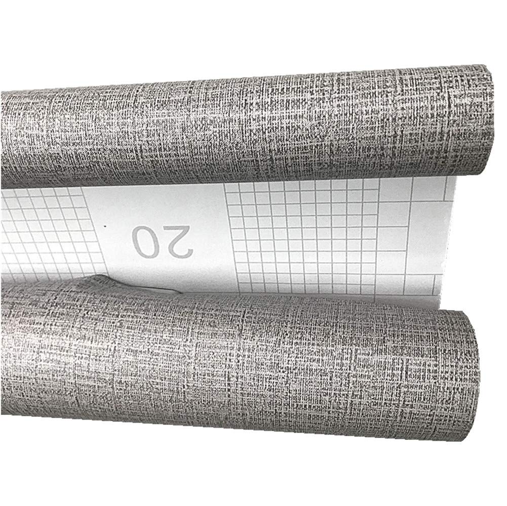 Linen Pattern Contact Paper Waterproof Shelf Drawer Liner Self-Adhesive Cabinet Sticker,Wallpaper 15.6Inch by 118Inch (Gray)