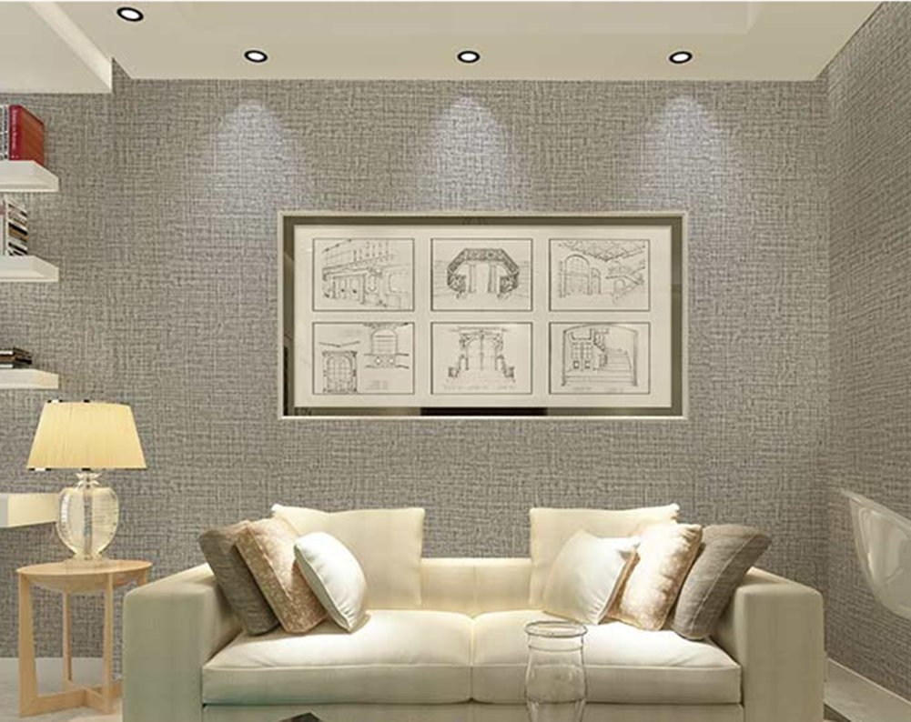 Linen Pattern Contact Paper Waterproof Shelf Drawer Liner Self-Adhesive Cabinet Sticker,Wallpaper 15.6Inch by 118Inch (Gray)
