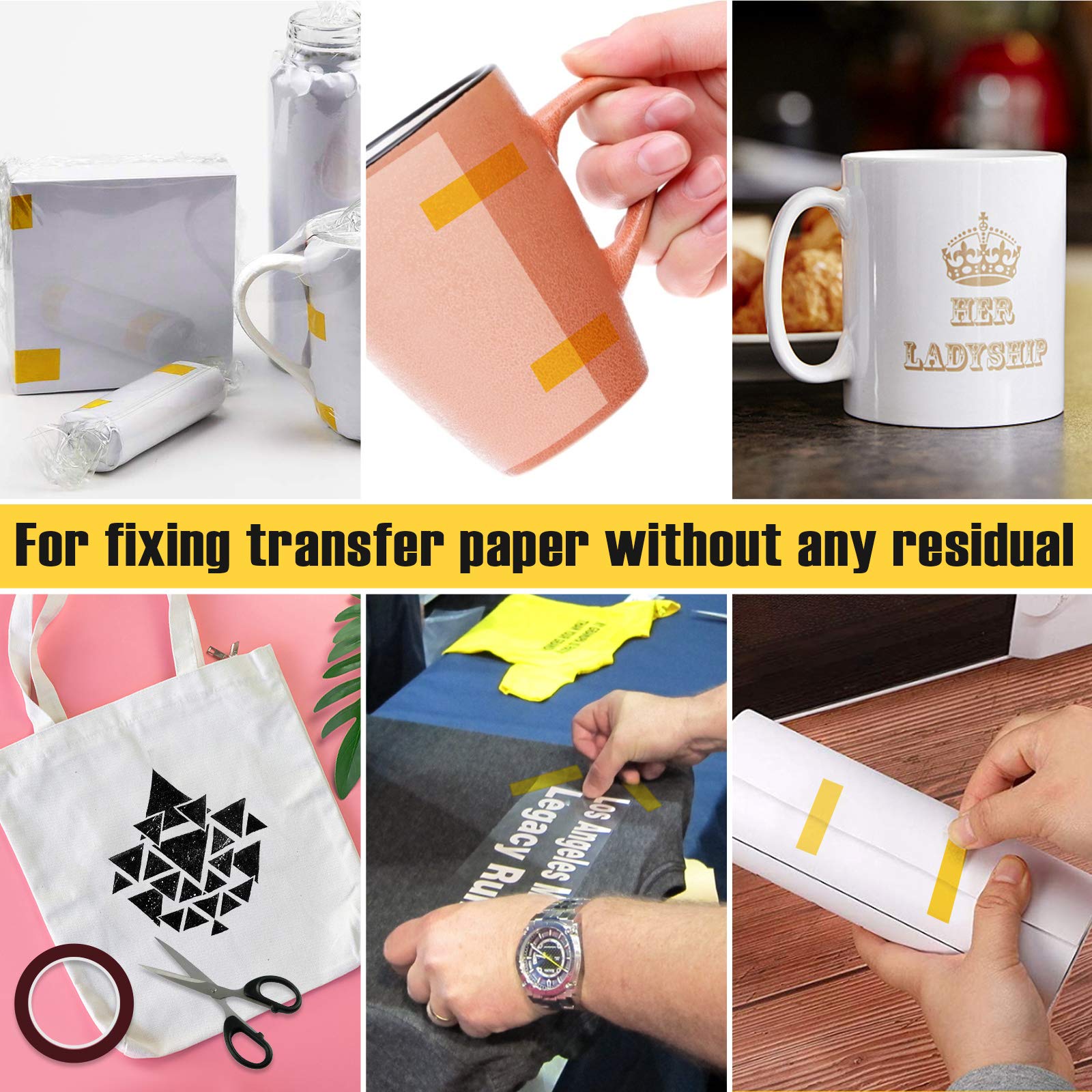 10 Rolls Heat Resistant Tapes for Sublimation, 10mm X 33m 108ft Heat Press Tape for High Temperature Heat Transfer for Sublimation on Coffee Mugs, Adhesive Vinyl No Residue, Electronics, Soldering