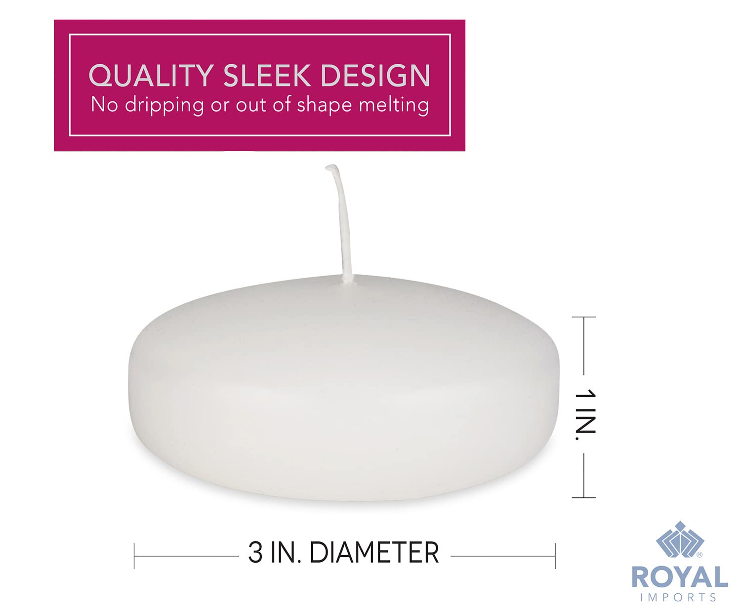 Royal Imports 10 Hour Floating Candles, 3β White Unscented Dripless Wax Discs, for Cylinder Vases, Centerpieces at Wedding, Party, Pool, Holiday (12 Set)