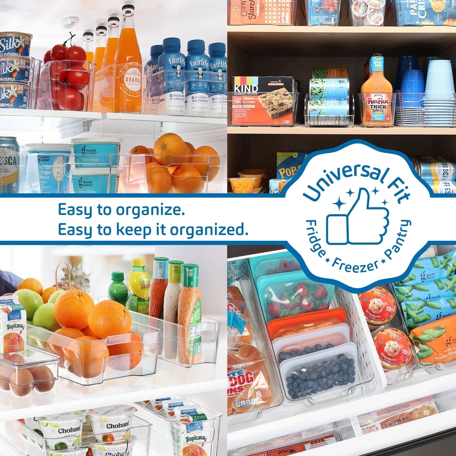 StorageBud Pantry Organization and Storage Bins - 14 Pieces Food Storage Containers - Clear Storage Bins for Fridge, Refrigerator & Kitchen Cabinet - BPA Free Freezer Organizer Bins