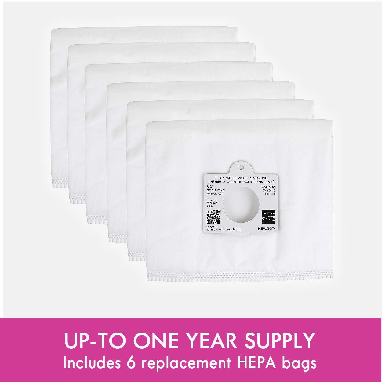 Kenmore Type Q HEPA Vacuum Bags for Canister Vacuums