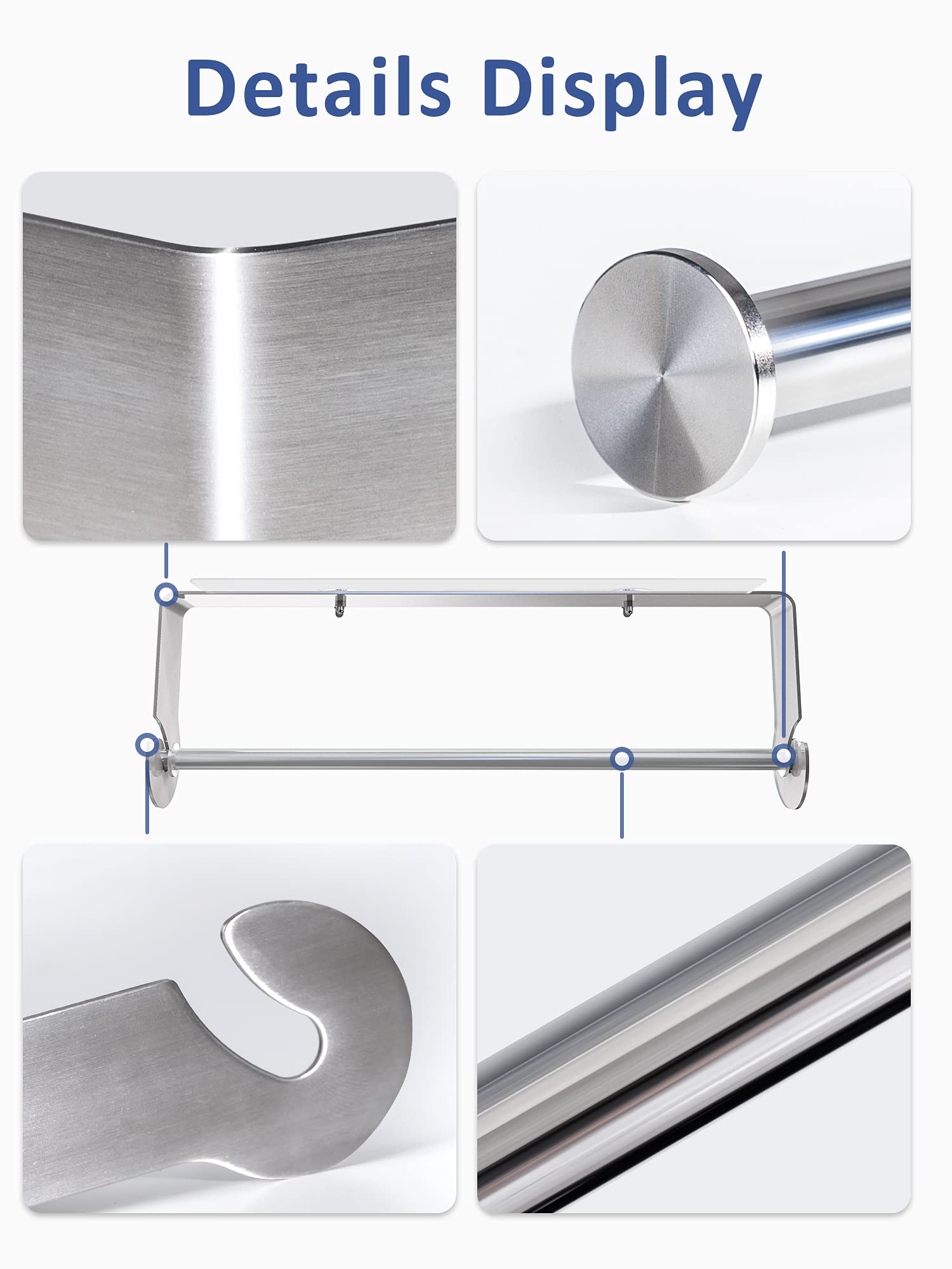 JARLINK Paper Towel Holder with Adhesive Under Cabinet, Removable Stainless Steel for Home Kitchen, Easy Tear and Wall Mounted, No Drilling, Silver
