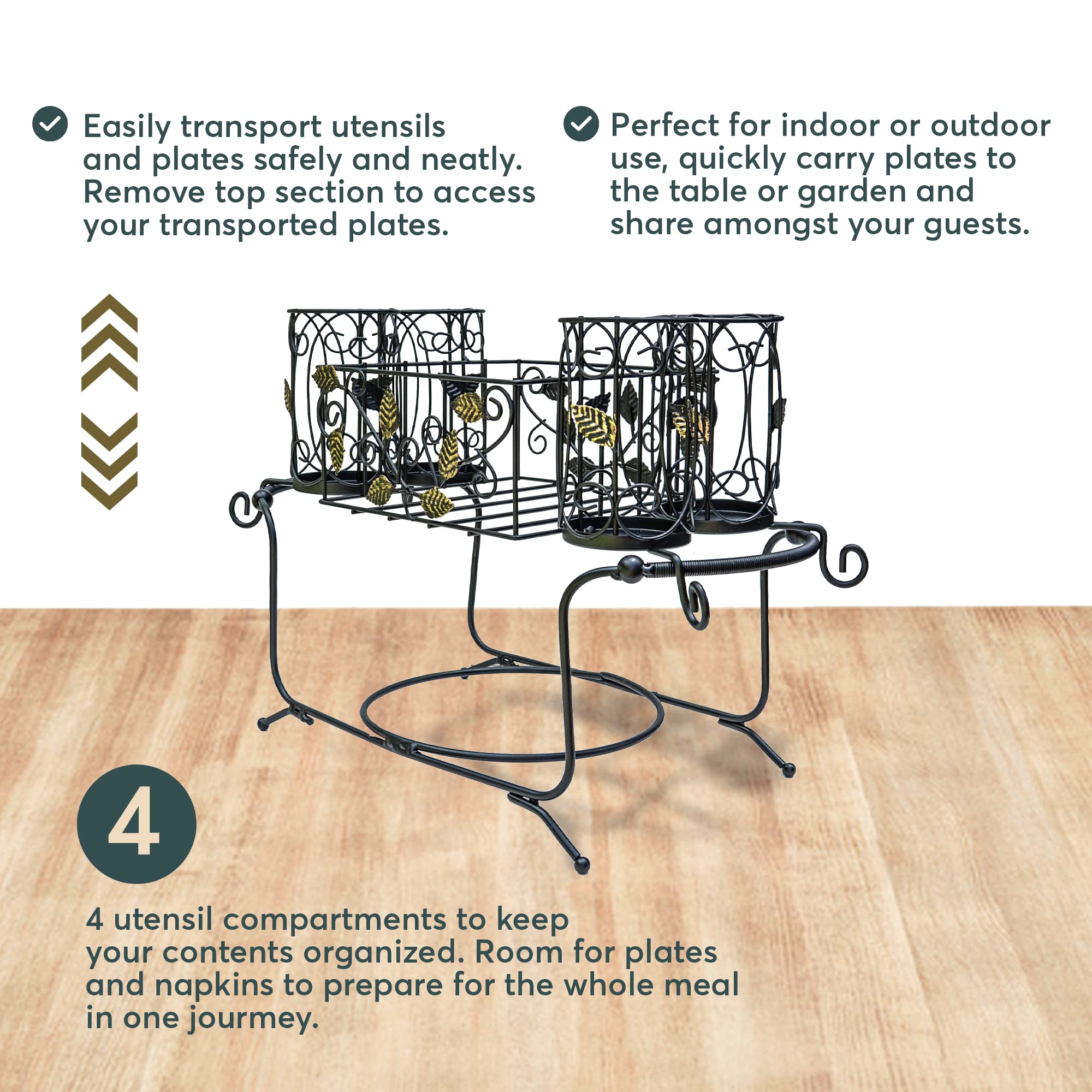 Maypes Utensil Caddy - Silverware Caddy or Napkin, Cutlery and Plate Holder - The Ideal 2-Piece Portable Outdoor Kitchen Accessories Buffet Organizer for Picnics, Camping, Barbecue, Parties and Events