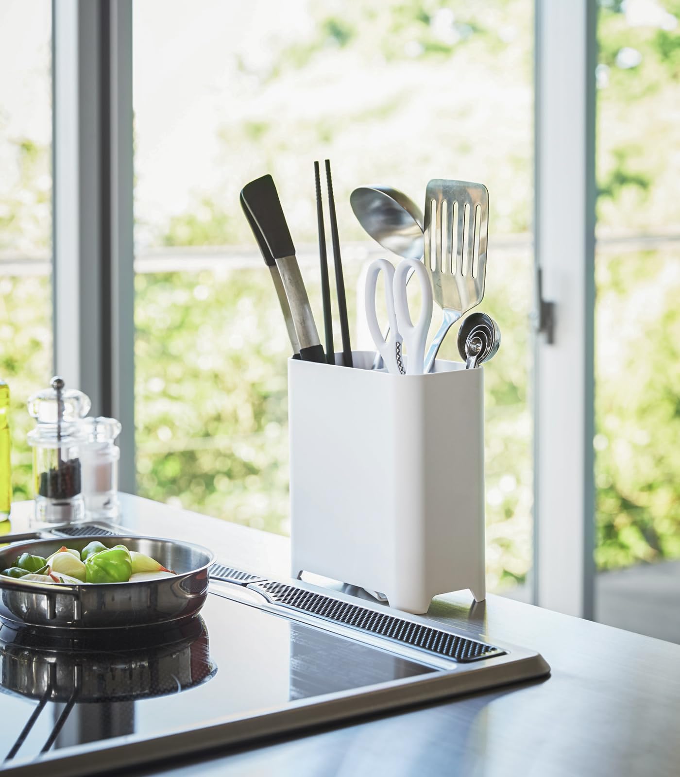 Yamazaki Home Kitchen Countertop Holder|Utensil Stand, One Size, White