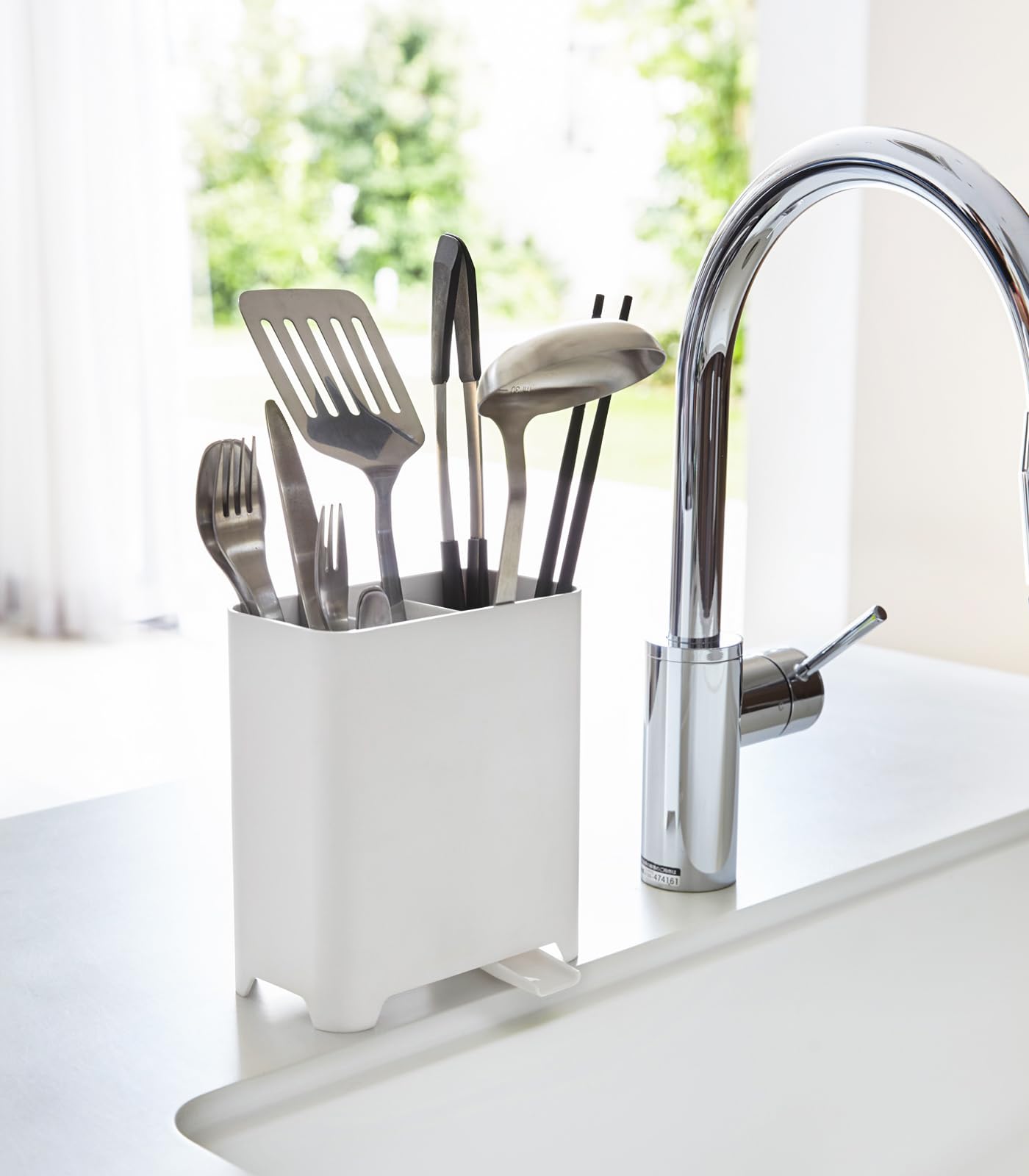 Yamazaki Home Kitchen Countertop Holder|Utensil Stand, One Size, White