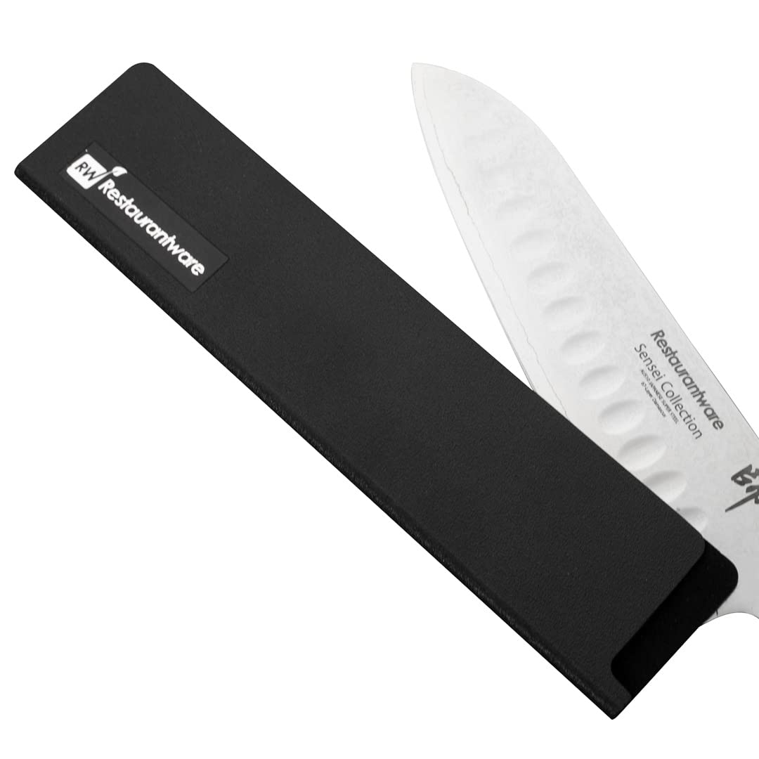 Restaurantware Sensei 8.5 x 2 Inch Knife Sleeve, 1 BPA-Free Knife Protector - Fits Santoku and Chef's Knife, Felt Lining, Black Plastic Knife Blade Guard, Durable, Cut-Proof