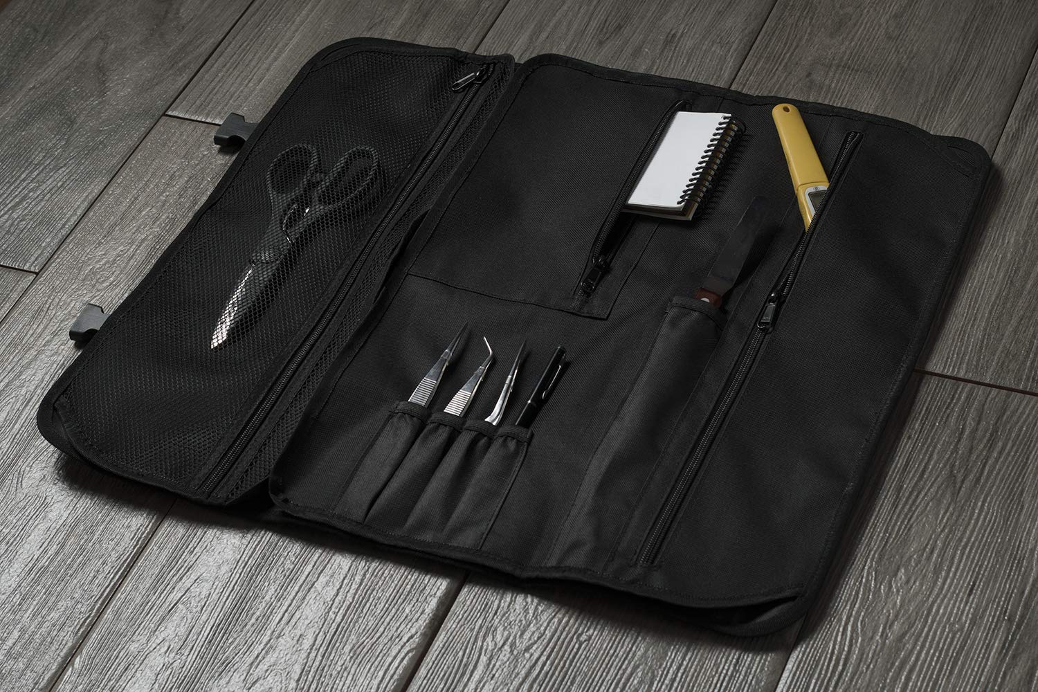 Asaya Chef Knife Roll Bag - 20 Total Pockets for Knives and Kitchen Utensils - Made with Stain Resistant Waxed Nylon - For Chefs and Culinary Students - Knives Not Included(Grey)
