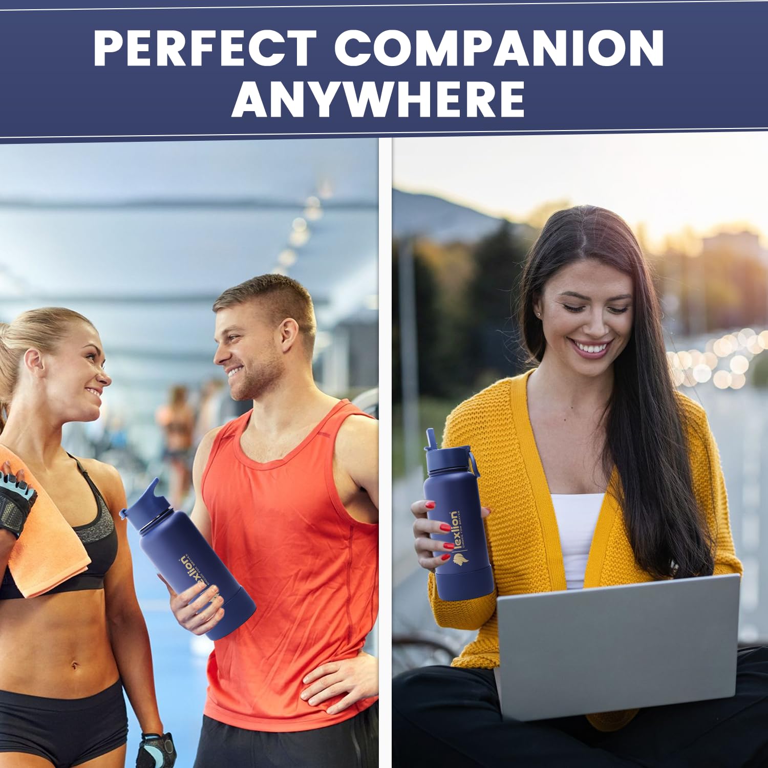 lexlion Water Bottle 32 Oz, Triple Walled Insulated Stainless Steel Reusable, Wide Mouth, Fruit Diffuser-Thermal Leaf Infuser , Silicone Sleeve&Cleaning Brush, 3 Lids Leak Proof, Metal Mug gallon