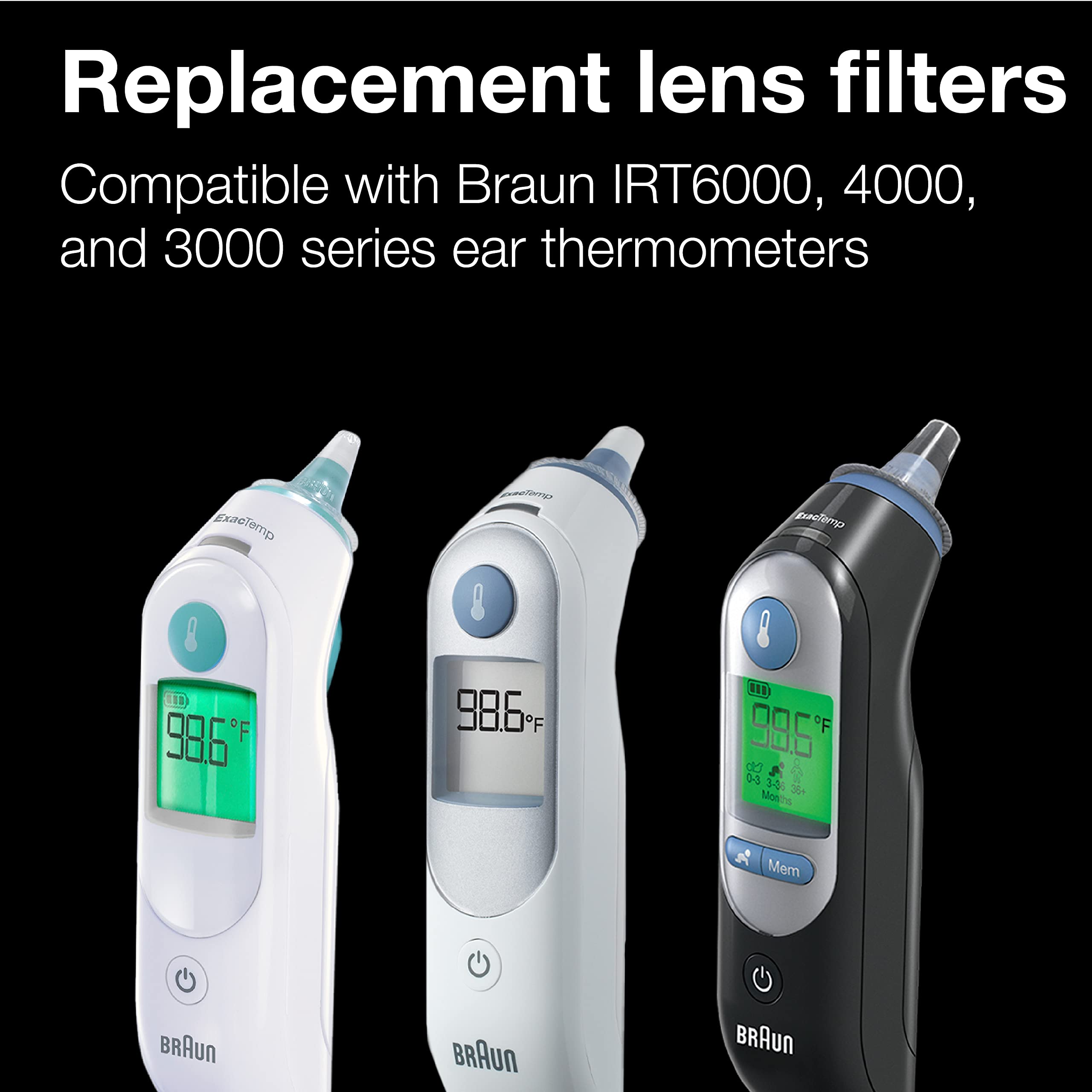 Braun ThermoScan Lens Filters for Ear Thermometer, 40 Count Disposable Thermometer Covers, Works with Braun ThermoScan Thermometers, LF40US01