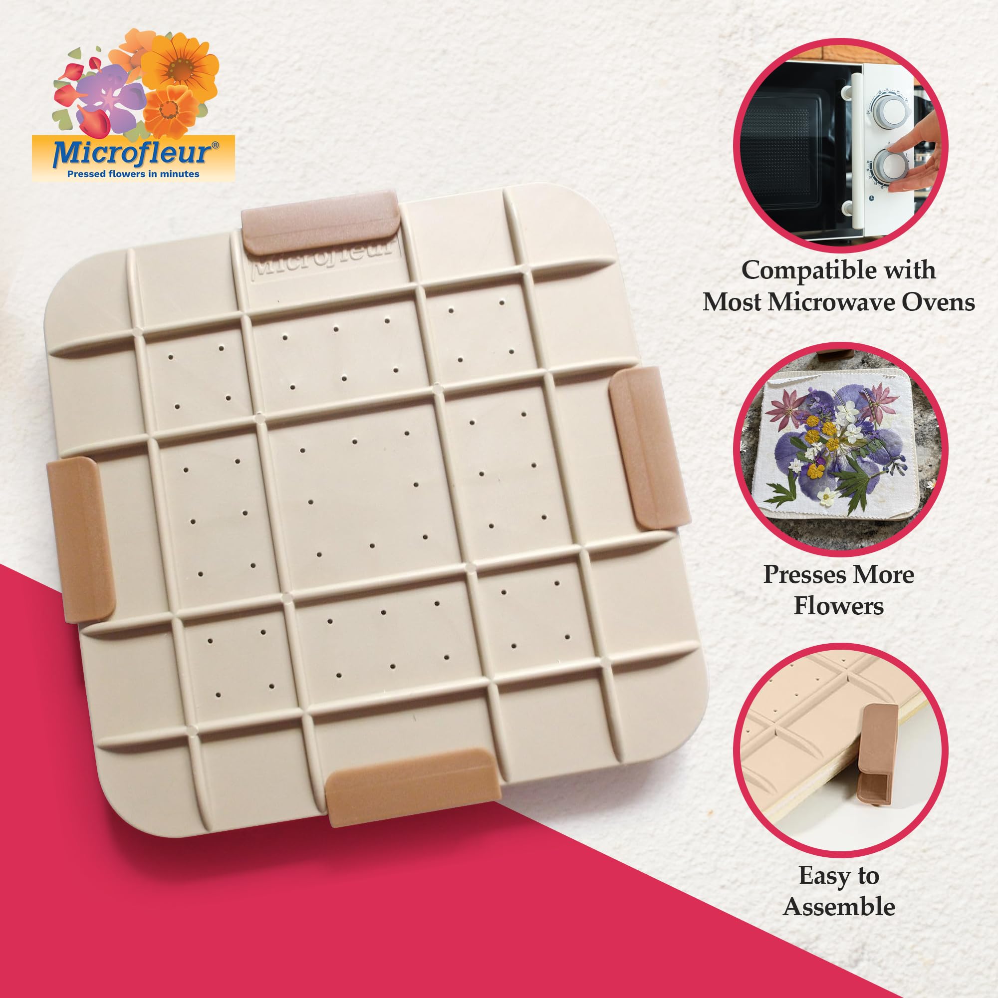 Microfleur 9" (23 cm) Max Microwave Flower Press Kit for pressing flowers and making pressed flowers