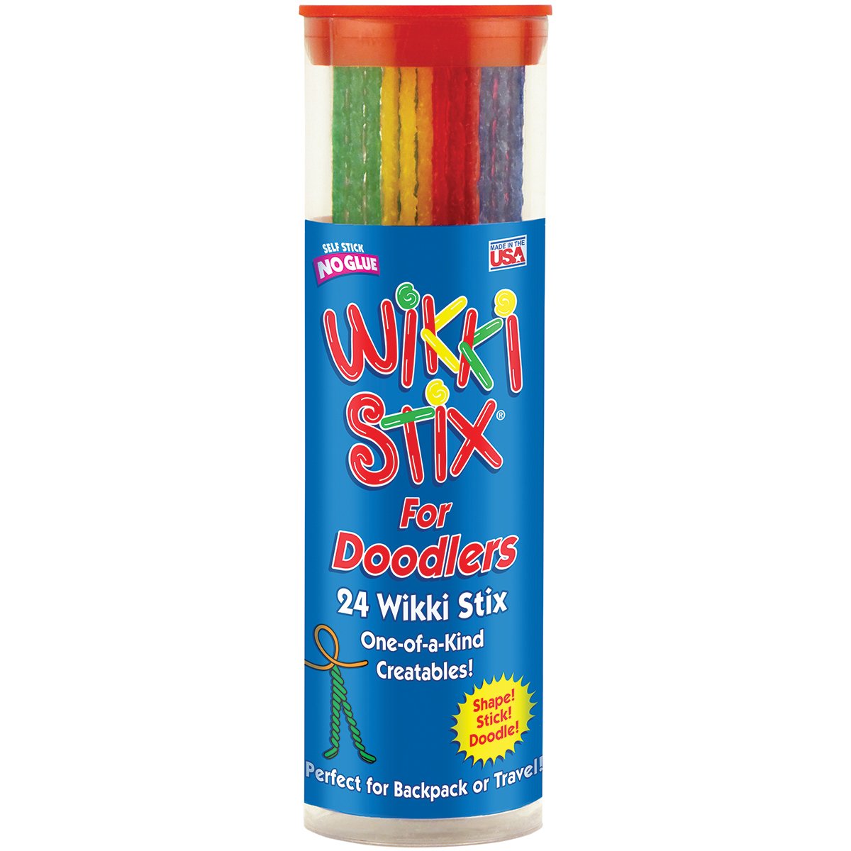 WikkiStix Sensory Fidget Toy, Arts and Crafts for Kids, Non-Toxic, Waxed Yarn, 6 inch, Reusable Molding and Sculpting Sticks, American, Assorted Colors, 24 Count (Pack of 1), Multi