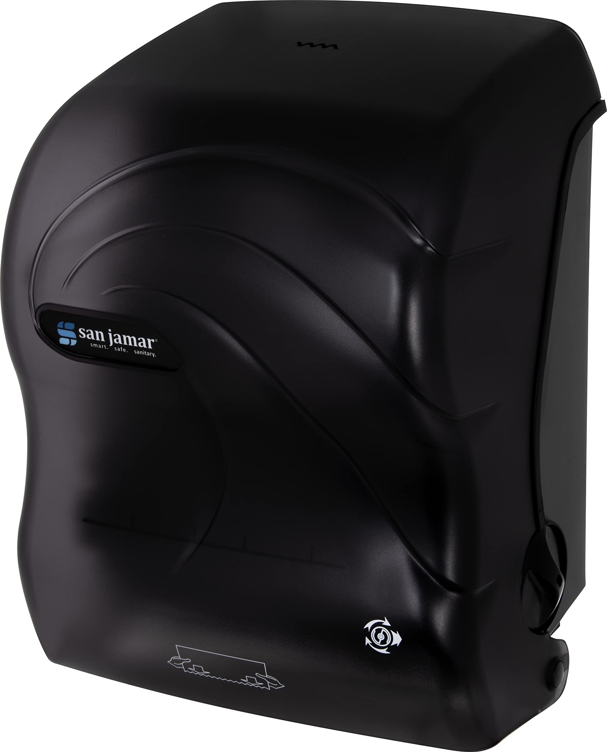 San Jamar Oceans Mechanical Towel Dispenser with Wall Mount for Public Restrooms, No Batteries Required, Translucent Black Impact-Resistant lastic