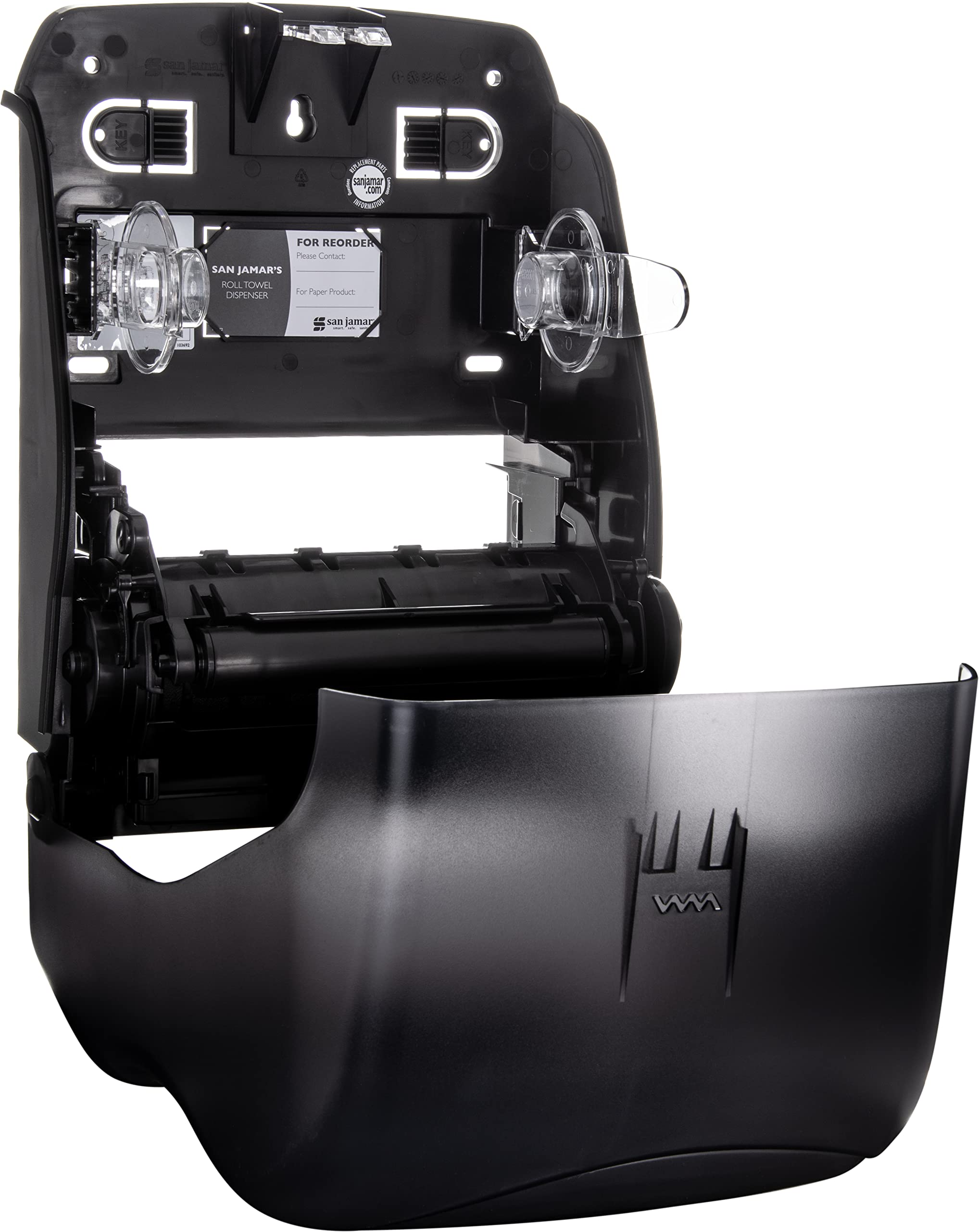 San Jamar Oceans Mechanical Towel Dispenser with Wall Mount for Public Restrooms, No Batteries Required, Translucent Black Impact-Resistant lastic