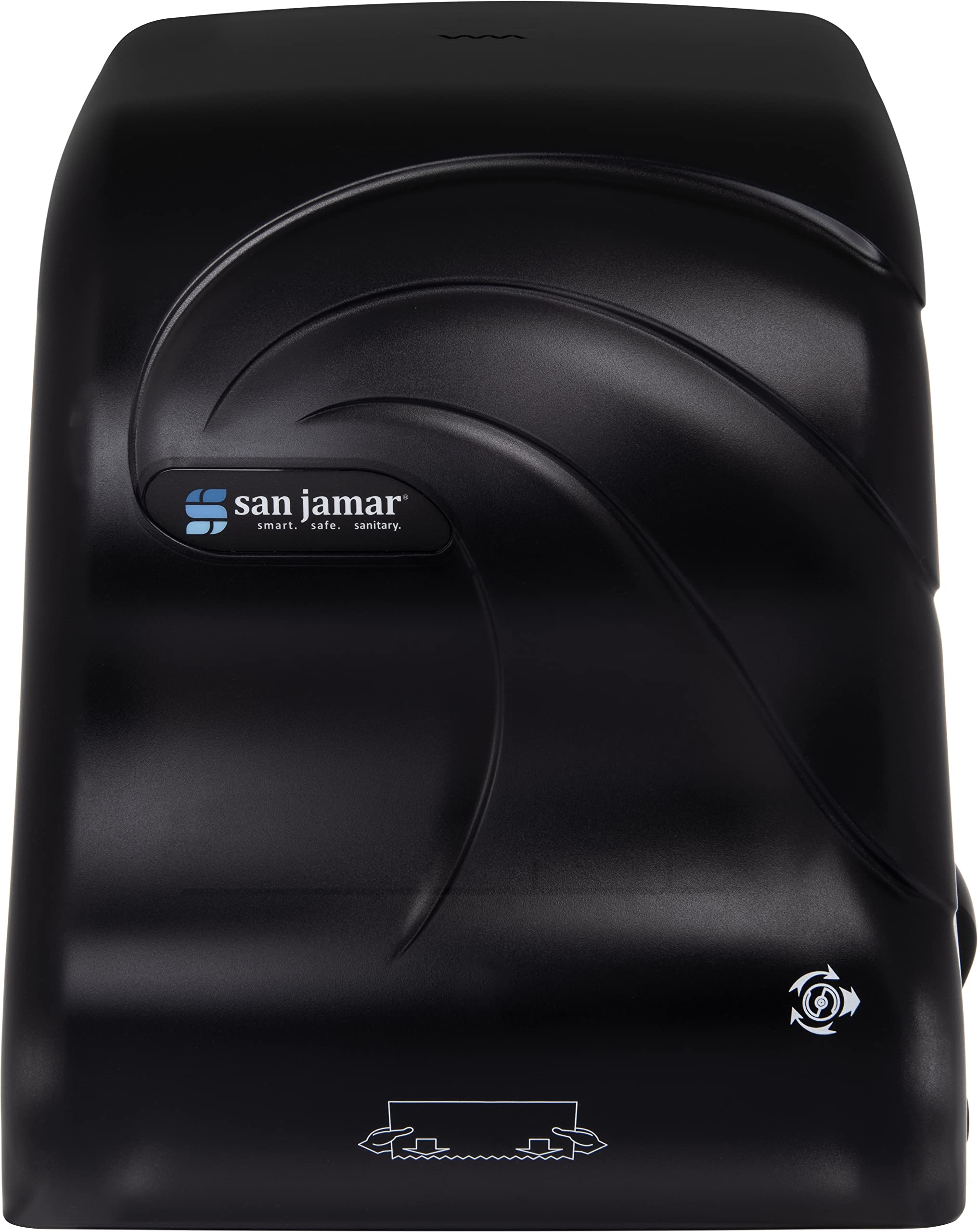 San Jamar Oceans Mechanical Towel Dispenser with Wall Mount for Public Restrooms, No Batteries Required, Translucent Black Impact-Resistant lastic