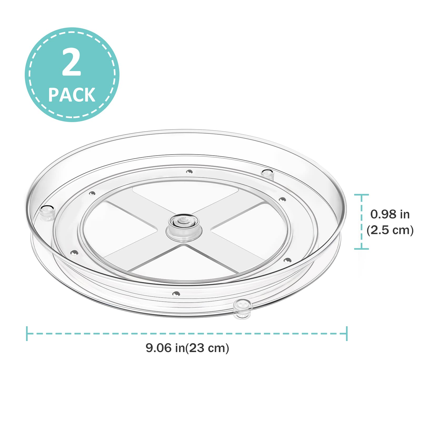 Puricon 2 Pack Soda Can Organizer Dispenser for Refrigerator Bundle with 2 Pack Lazy Susan Clear Organizer for Cabinet Pantry Storage