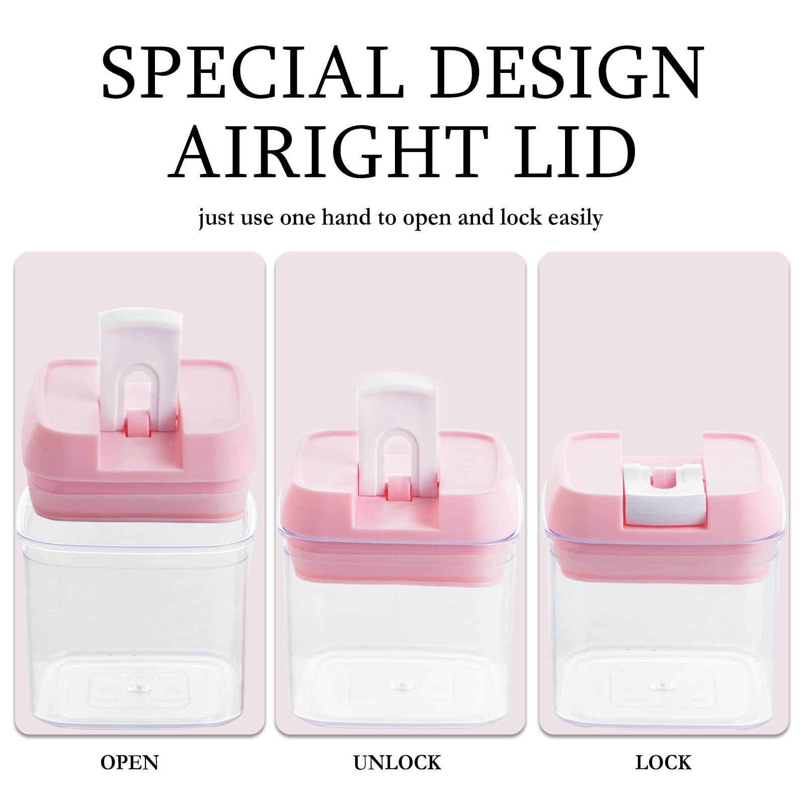 Rubtlamp Airtight Food Storage Container with Easy Lock Lids, 10Pcs Kitchen & Pantry Organization for Cereal, Dry Food, Flour and Sugar, Pasta Containers for Pantry, Includes 10 Labels & 1 Pen(Pink)