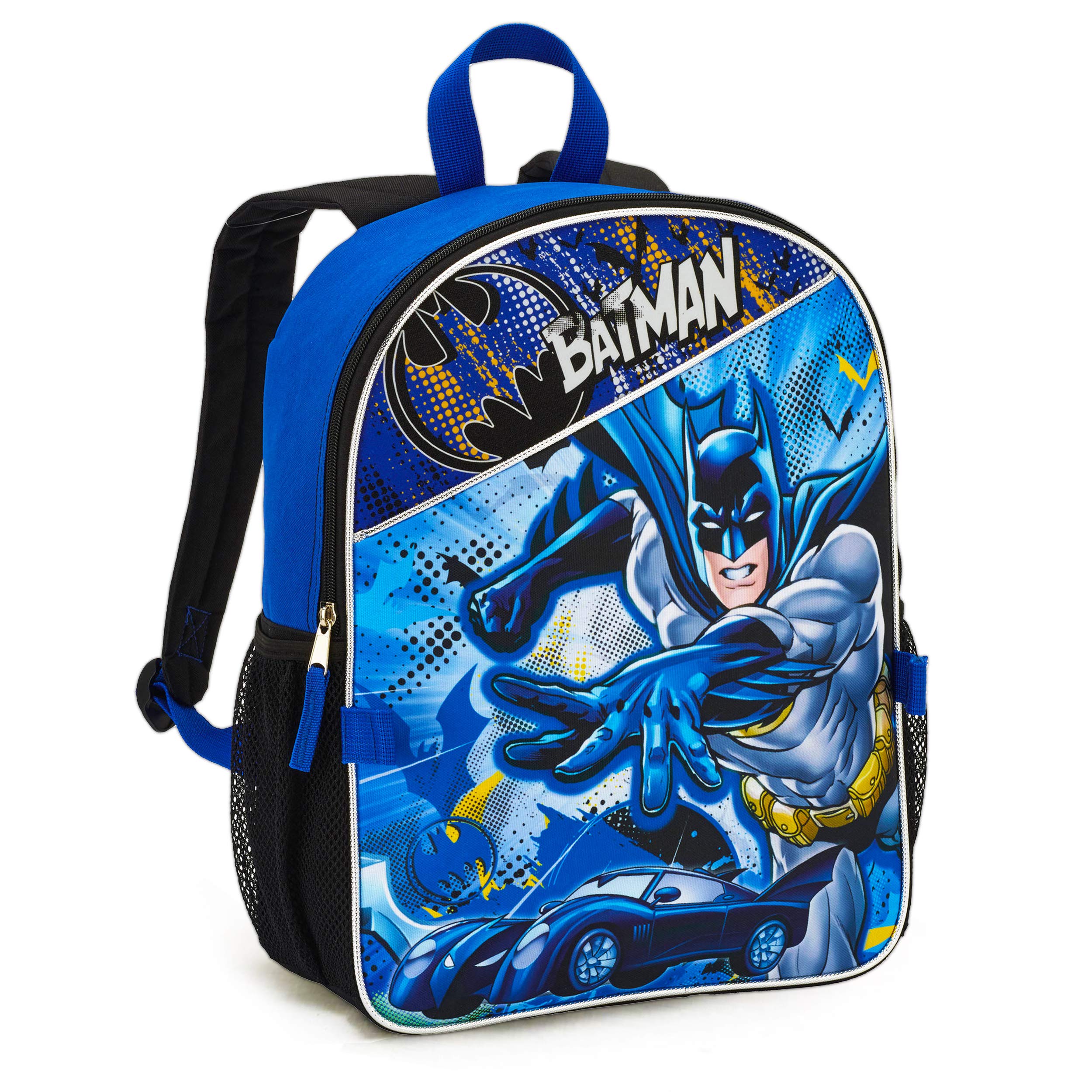 Batman Backpack and Lunch Box Set for Boys Kids ~ 3 Pc Bundle With Deluxe 16" Batman Backpack, Detachable Insulated Lunch Bag, And Stickers (Batman School Supplies Bundle)